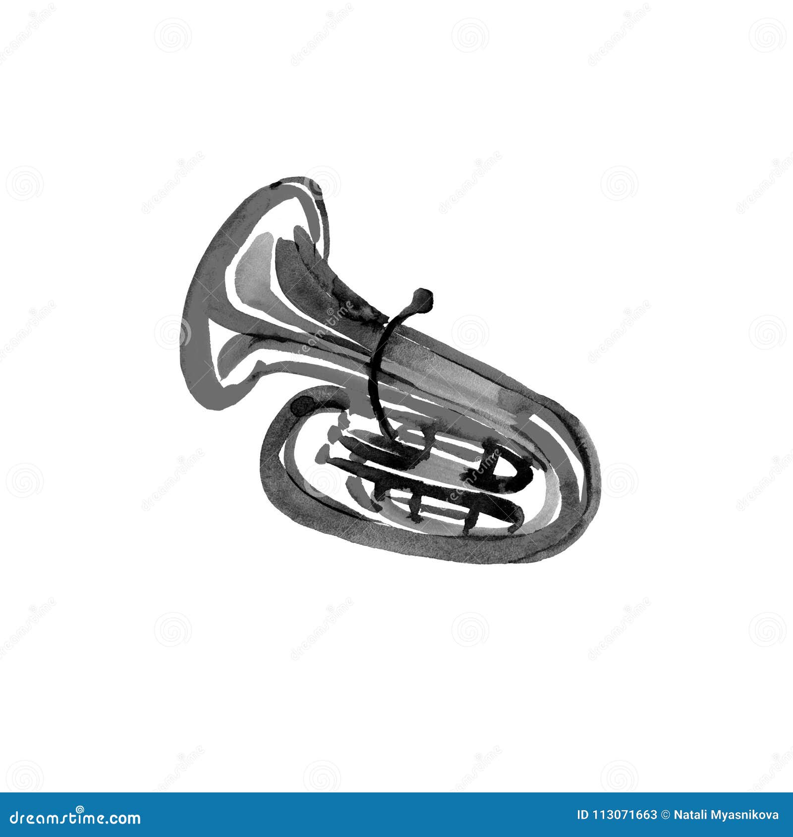 Tuba Black And White Coloring Page Vector Sketch . | CartoonDealer.com ...