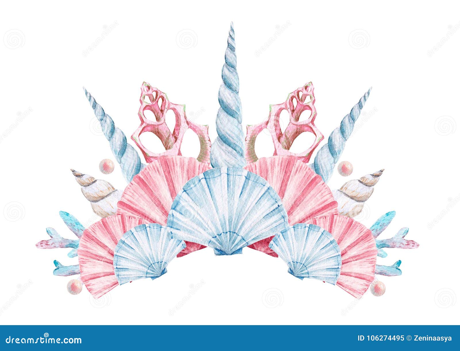 Watercolor coral crown stock illustration. Illustration of design ...