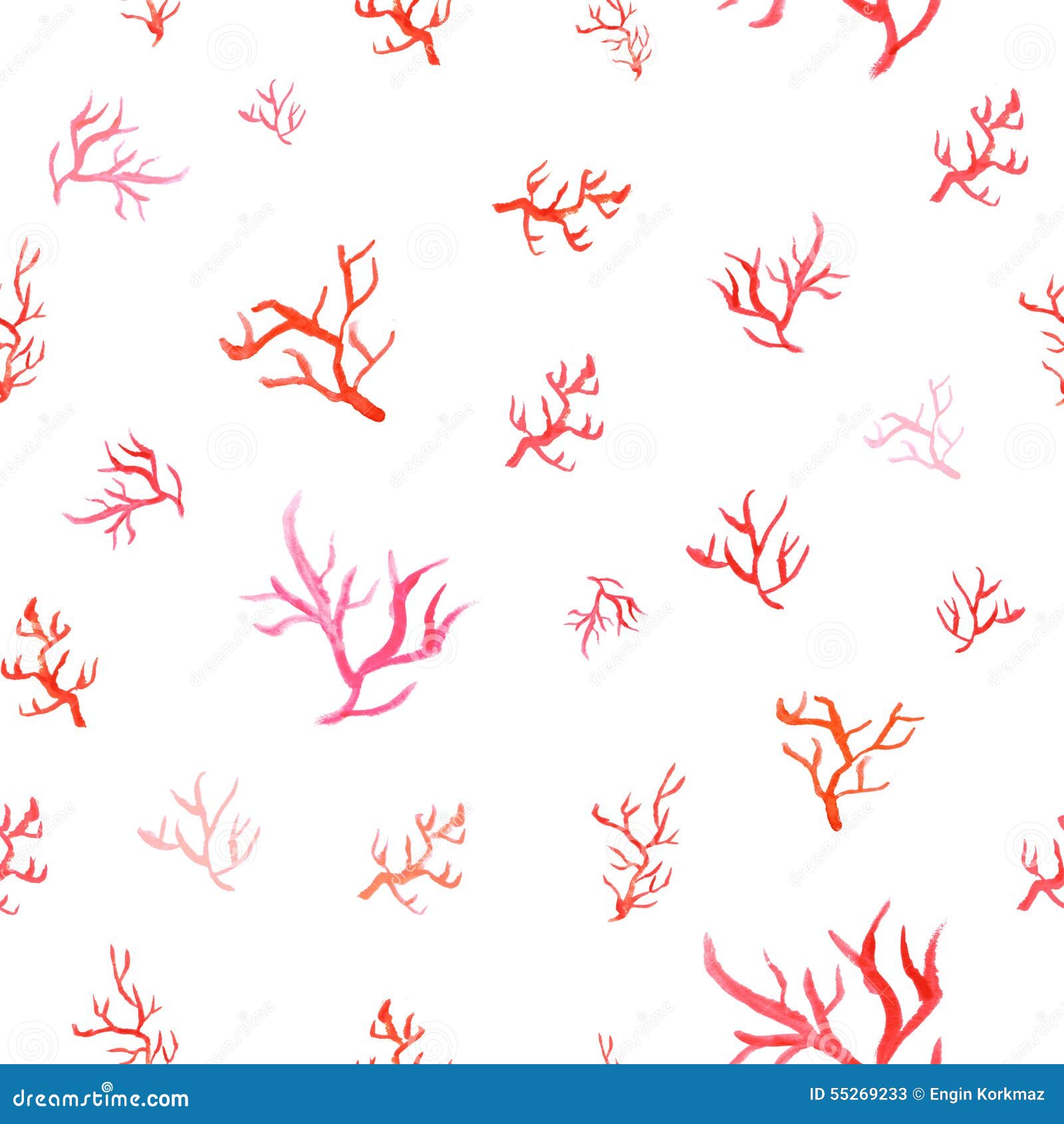 Watercolor coral pattern stock illustration. Illustration of print ...