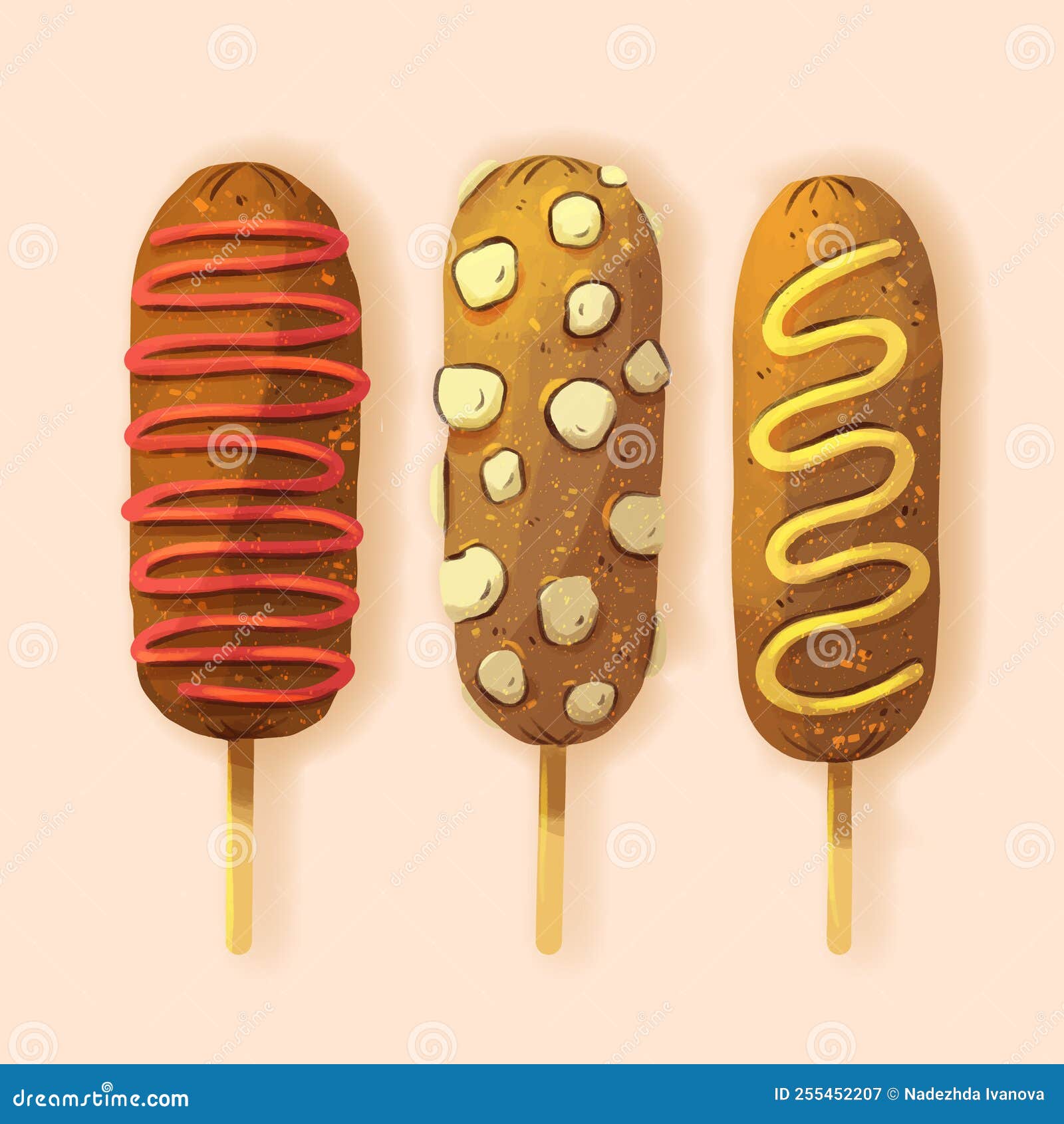 Watercolor Corn Dog Vector Illustration. Stock Vector - Illustration of ...