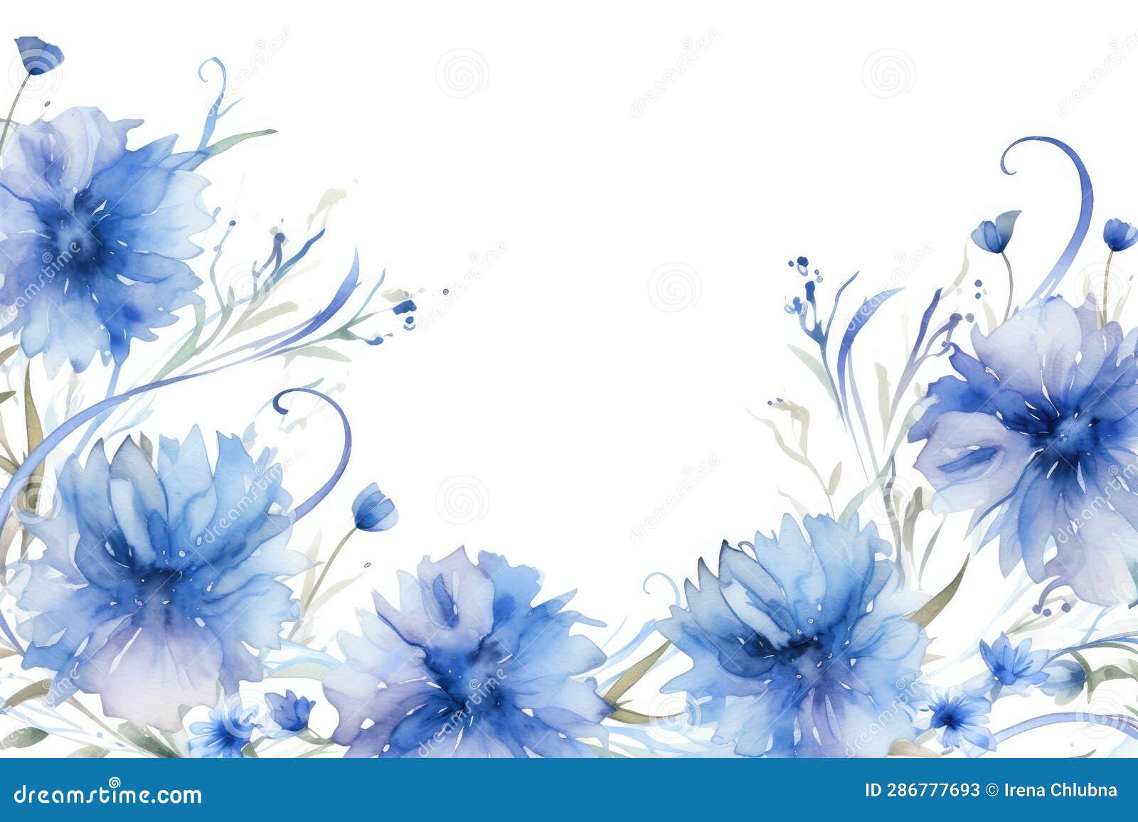 Watercolor Cornflower Frame Stock Illustration - Illustration of ...