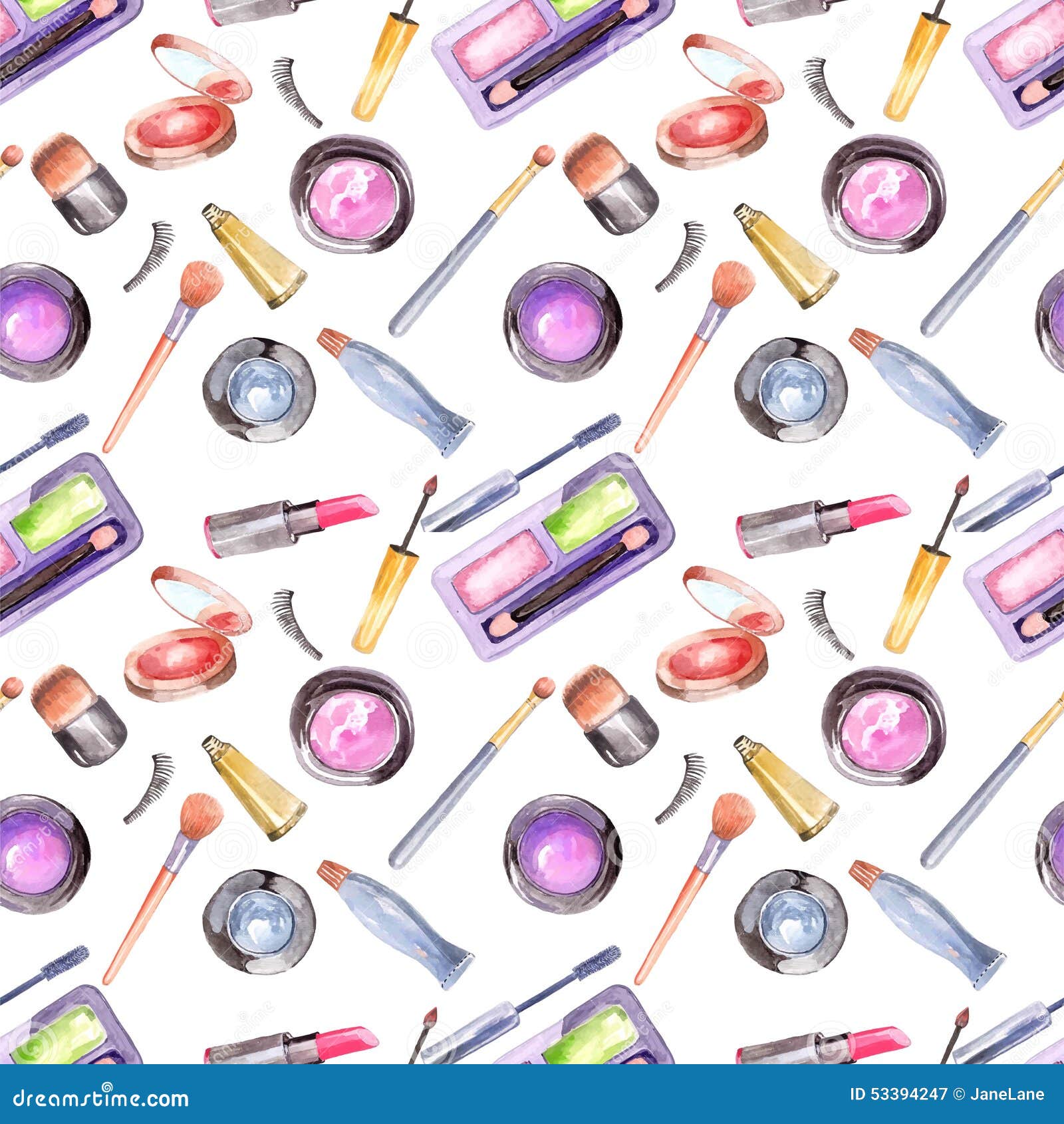 Watercolor Cosmetics Pattern Stock Illustration - Illustration of ...