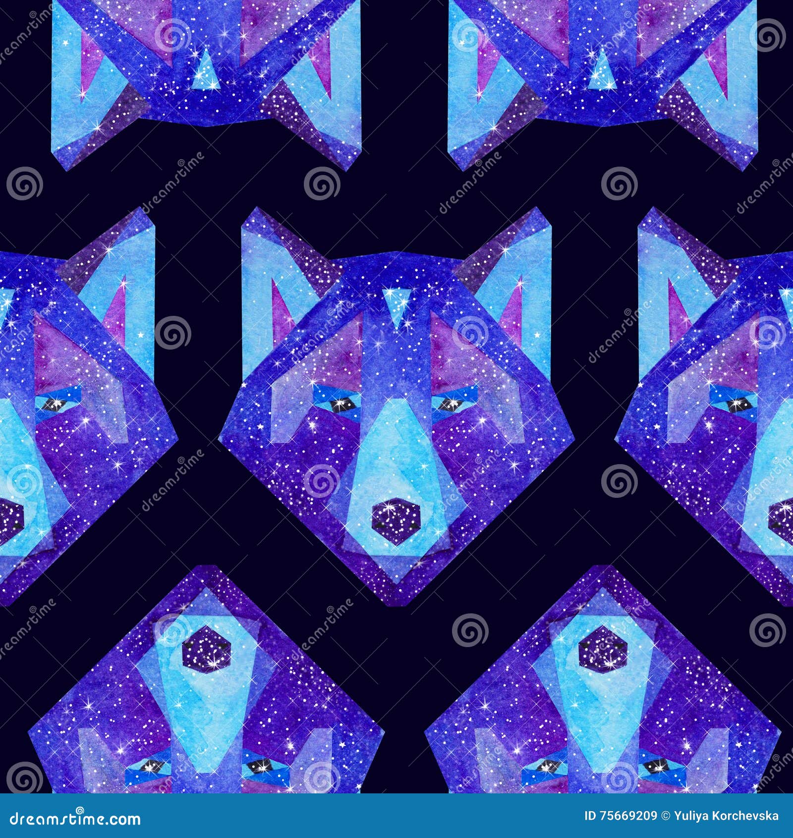 Watercolor Cosmic Animals. Hand Drawn Illustration Stock Illustration ...