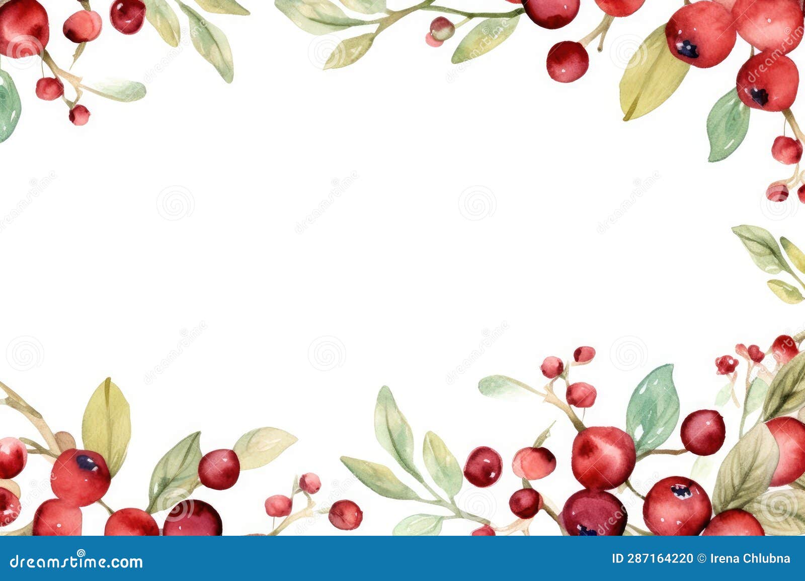 Watercolor Cranberries Red Frame Stock Illustration - Illustration of ...