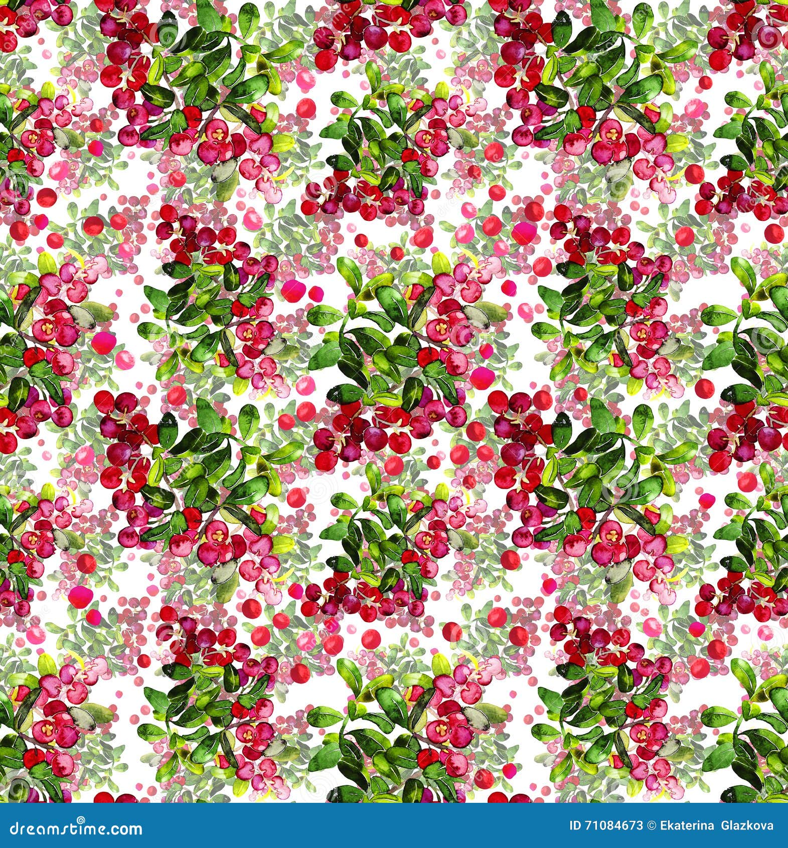 Watercolor Cranberry Seamless Pattern Stock Illustration - Illustration ...