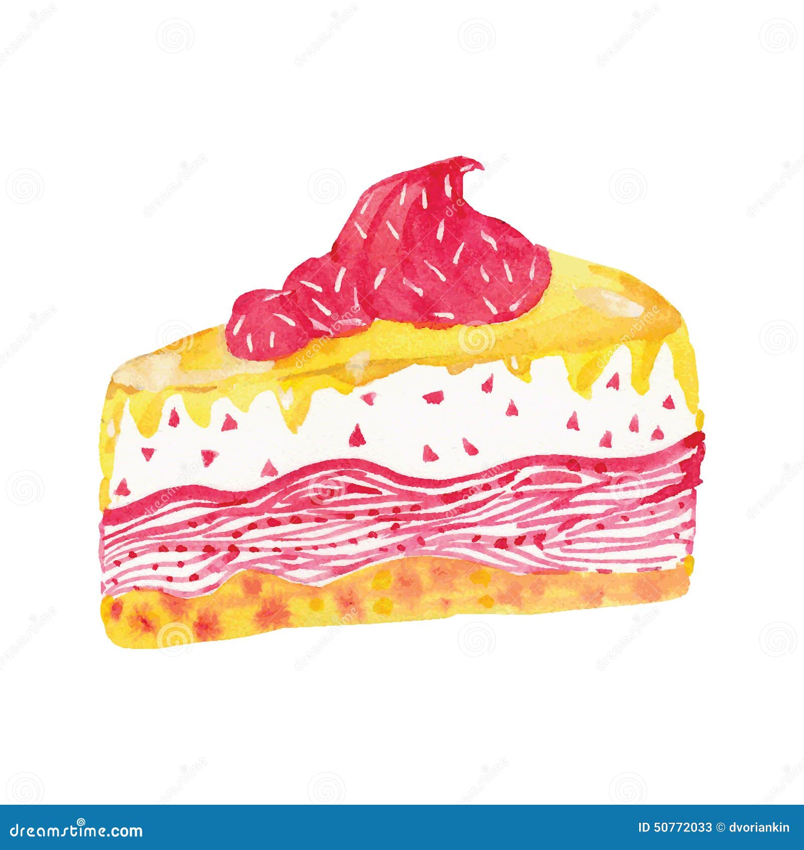 Watercolor cream cake stock vector. Illustration of snack - 50772033