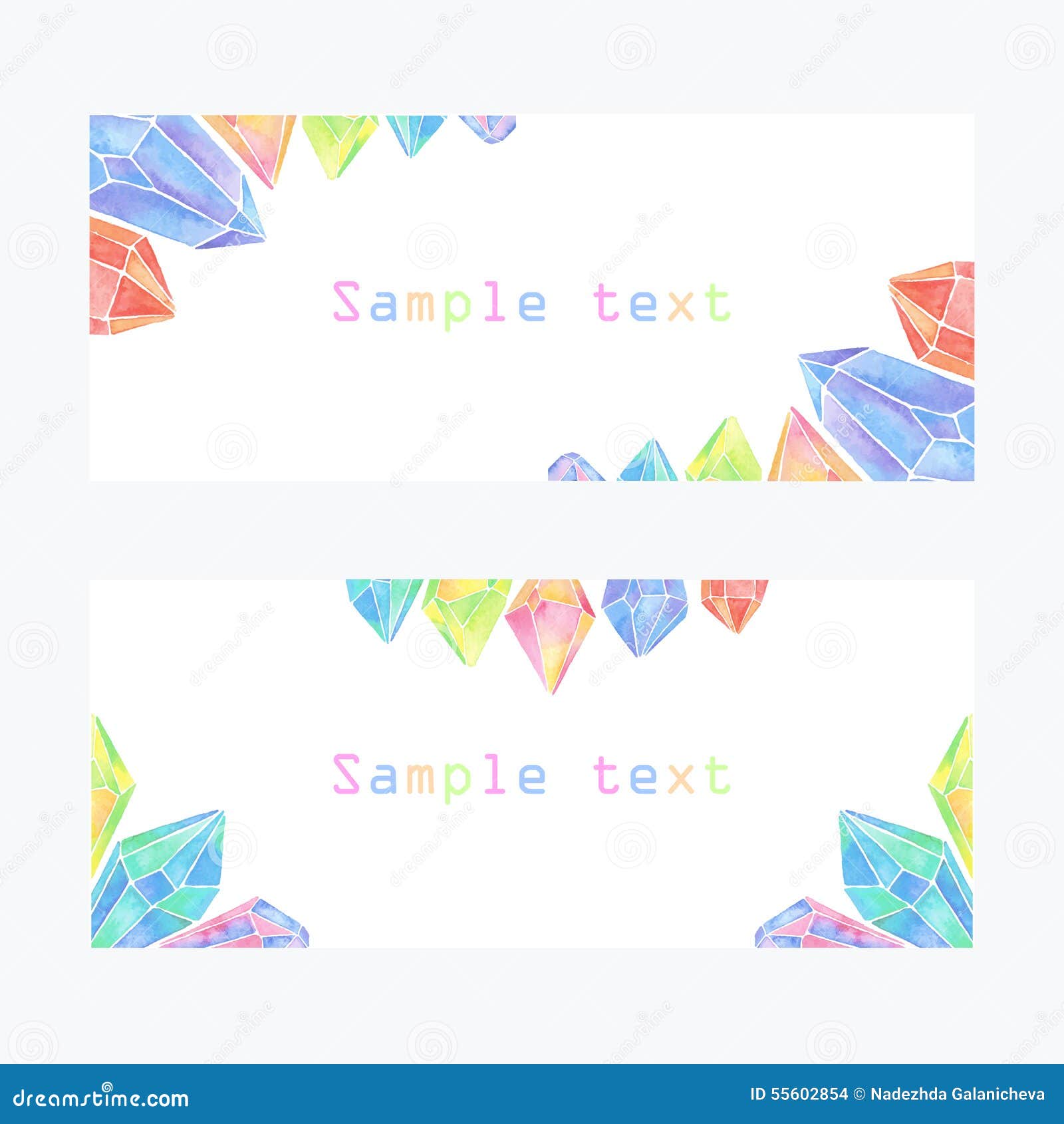 Watercolor crystals banner stock vector. Illustration of luxury - 55602854
