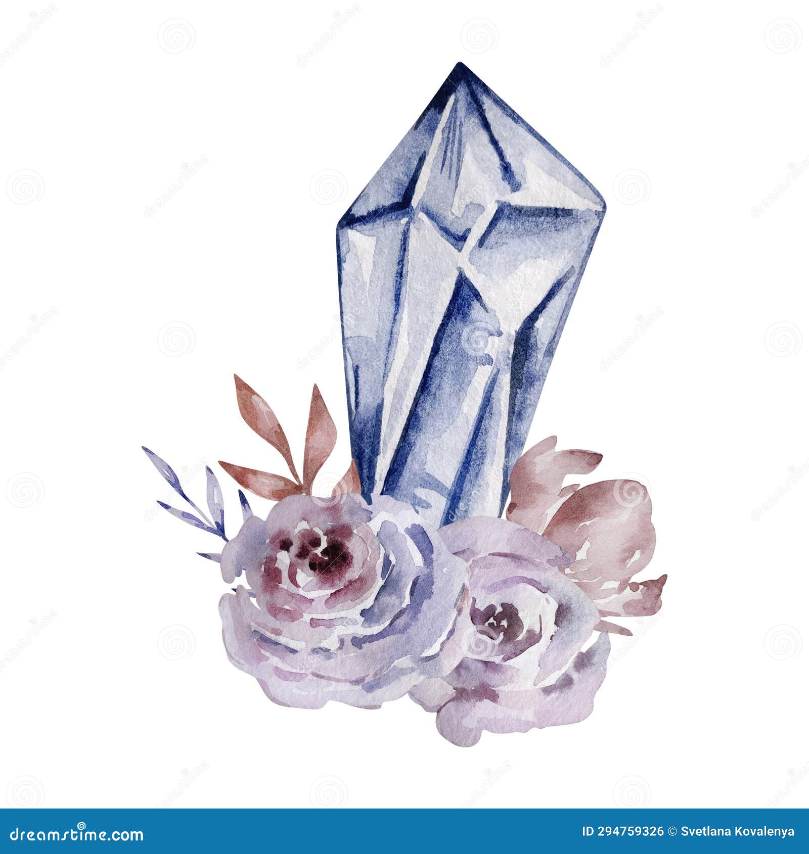 Watercolor Crystals Composition Stock Illustration - Illustration of ...