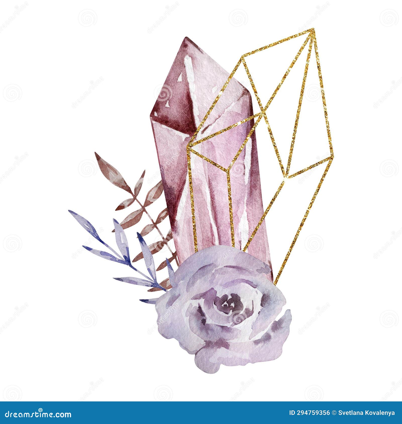 Watercolor Crystals Composition Stock Illustration - Illustration of ...
