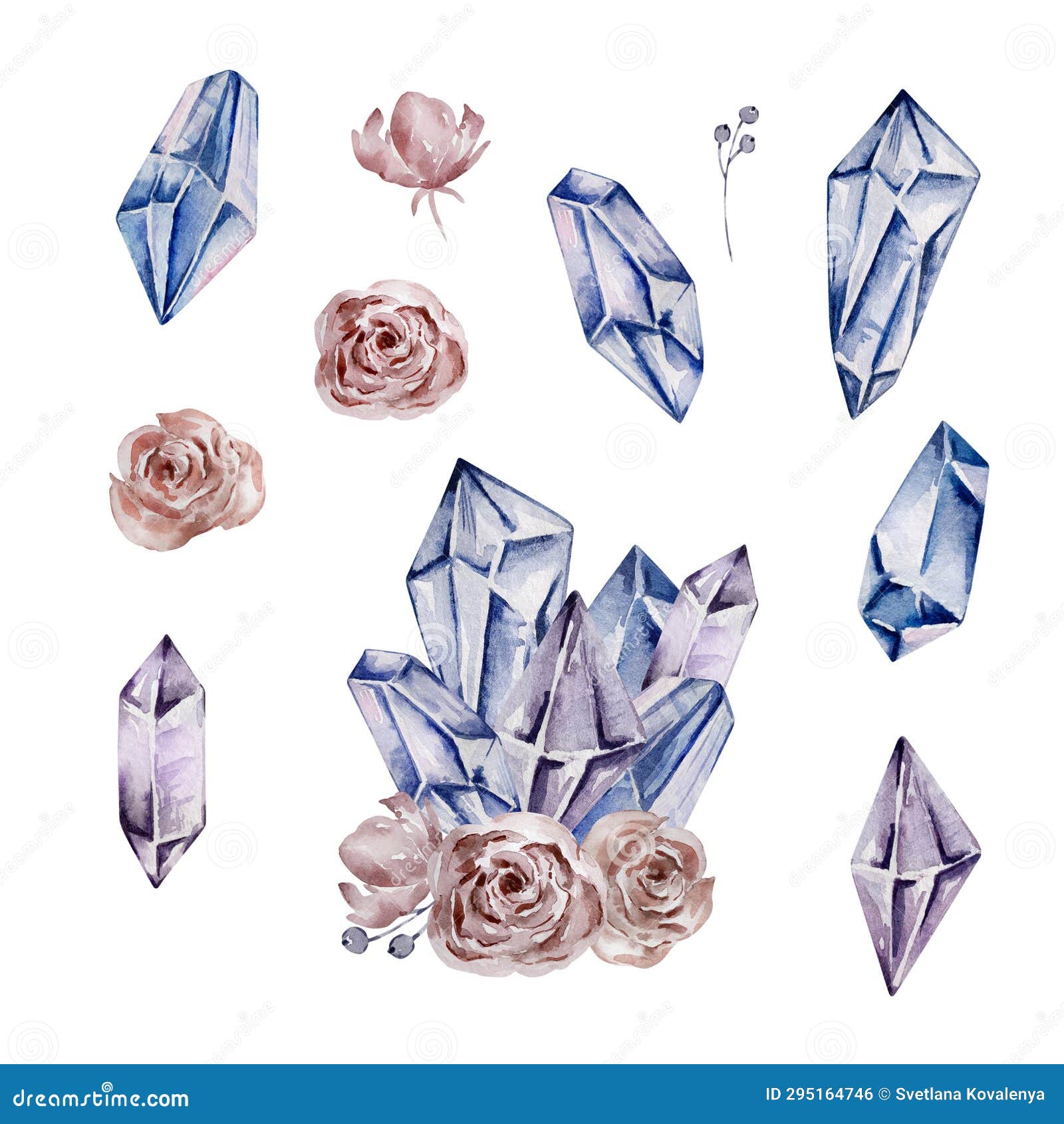Watercolor Crystals Composition Set Stock Illustration - Illustration ...