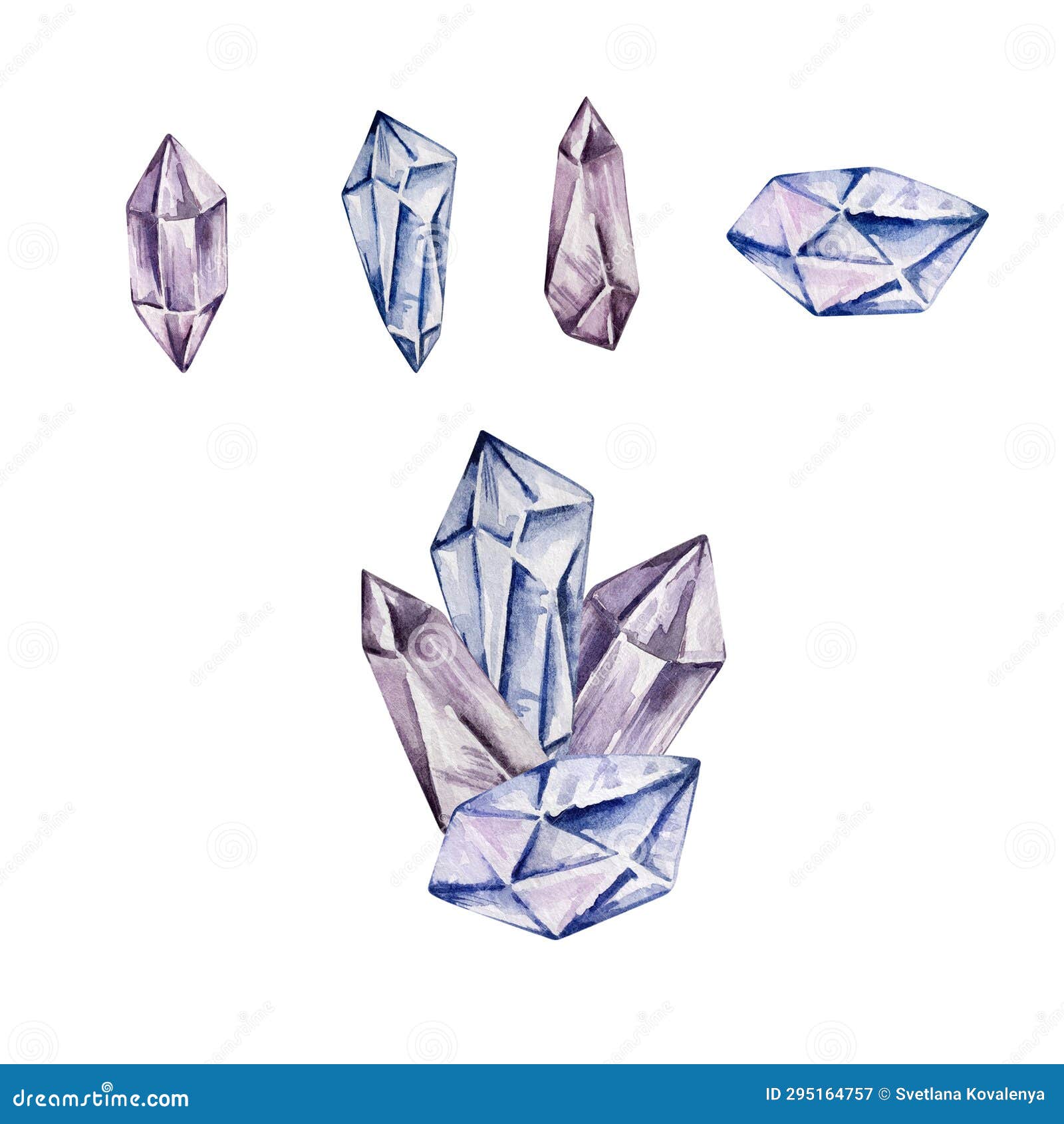 Watercolor Crystals Composition Set Stock Illustration - Illustration ...
