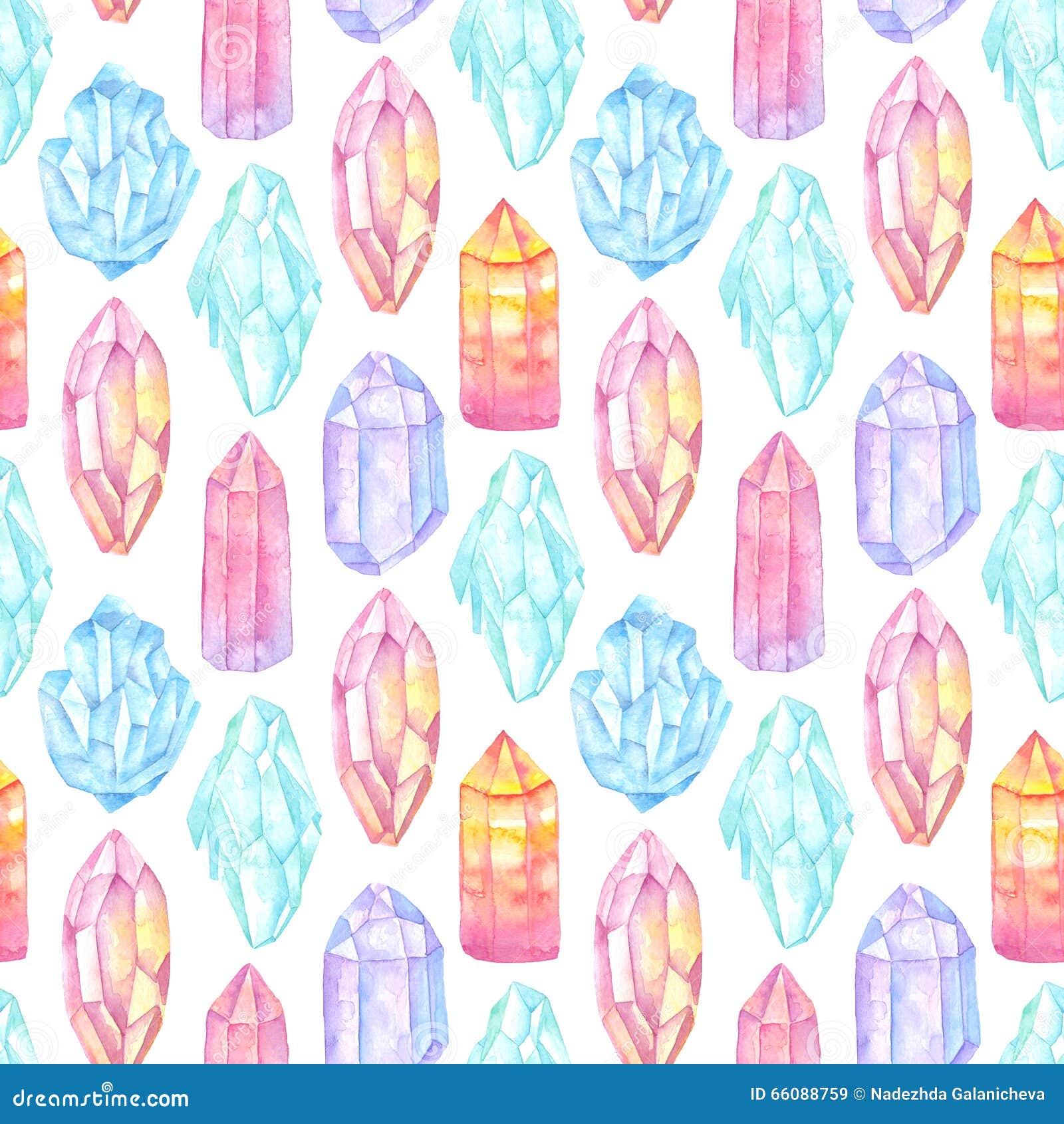 Watercolor Crystals Seamless Pattern Stock Illustration - Illustration ...