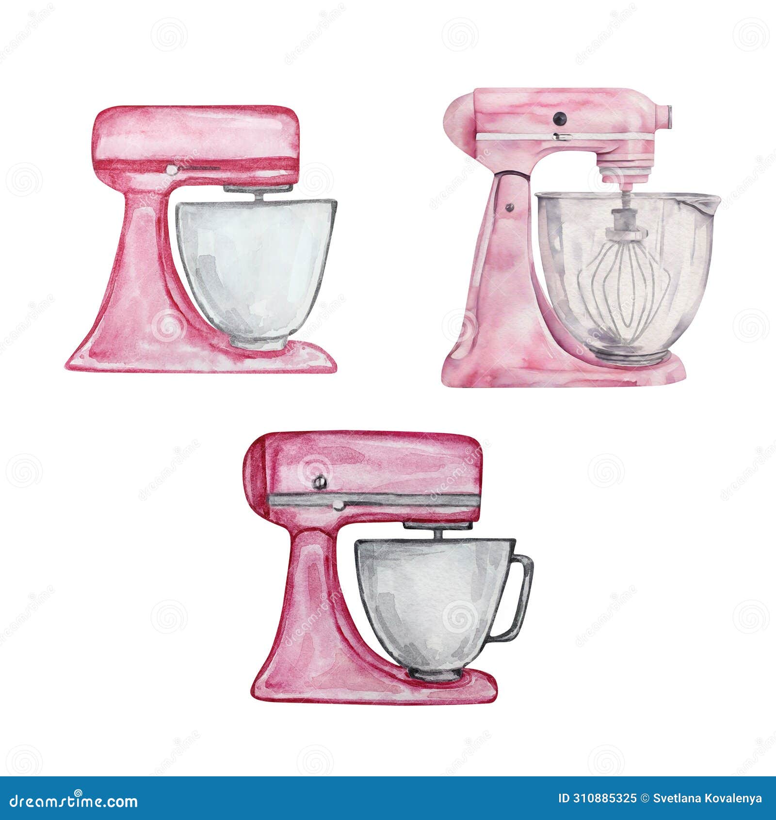 Watercolor Culinary Pink Mixer Set Stock Vector - Illustration of ...
