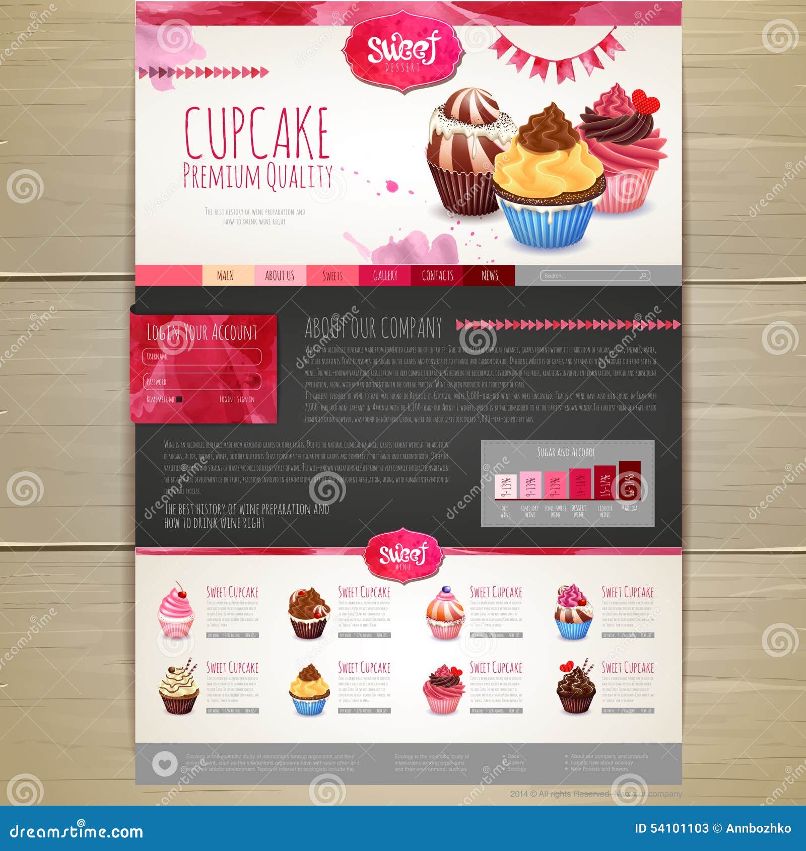 Watercolor Cupcake Dessert Design. Corporate Identity. Web Site Design ...