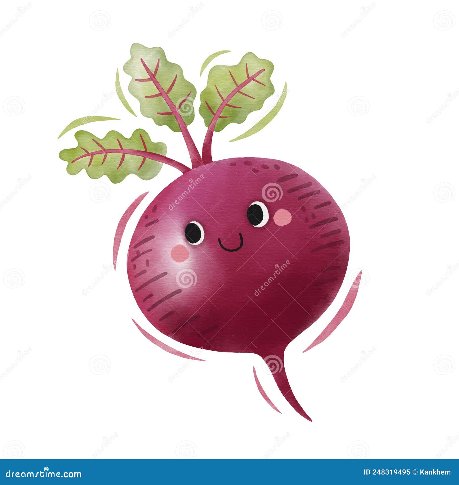 Watercolor Cute Beetroot Cartoon Character. Vector Illustration Stock ...