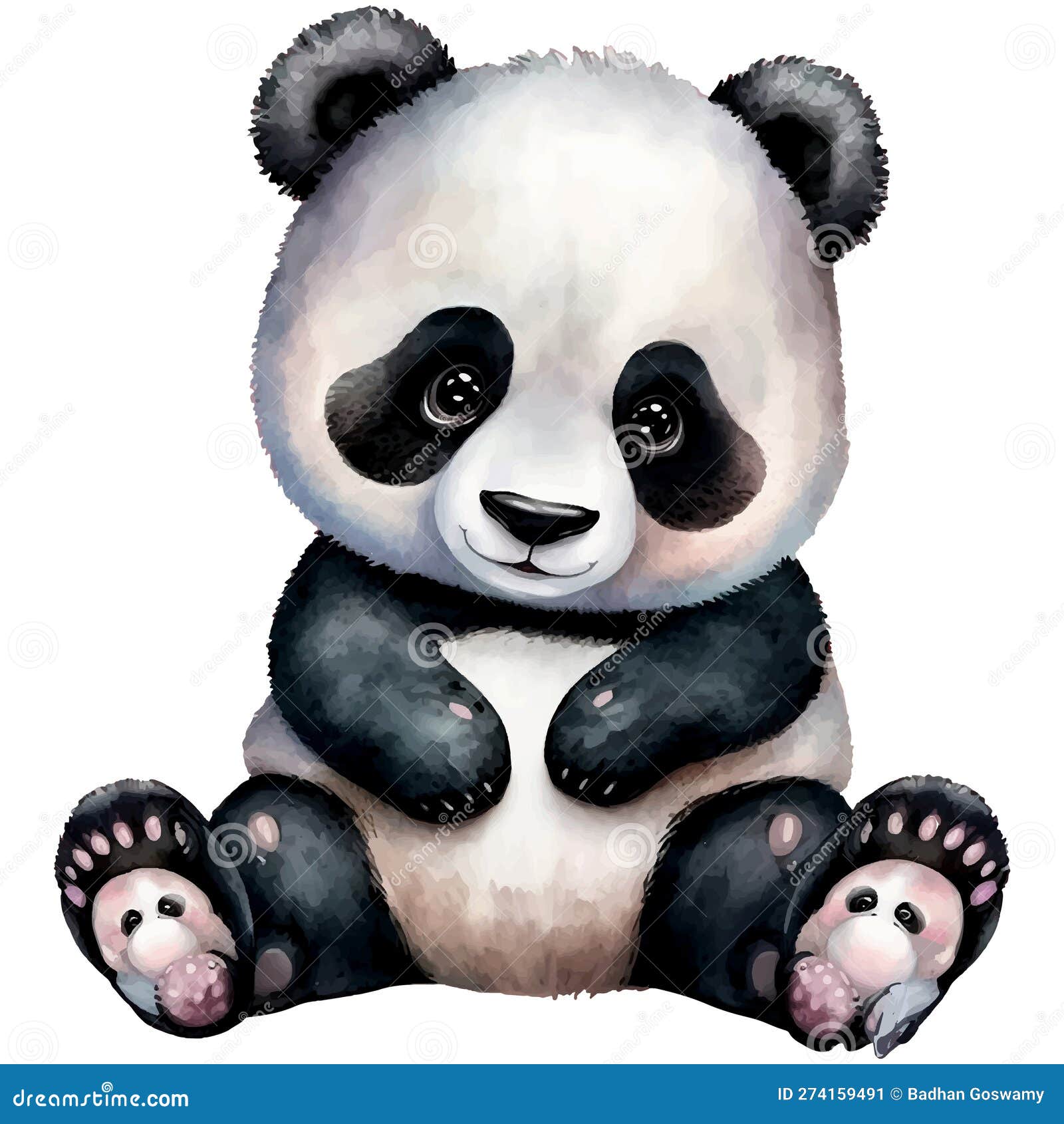 Watercolor Cute Panda Graphic Illustration 01 Stock Vector ...