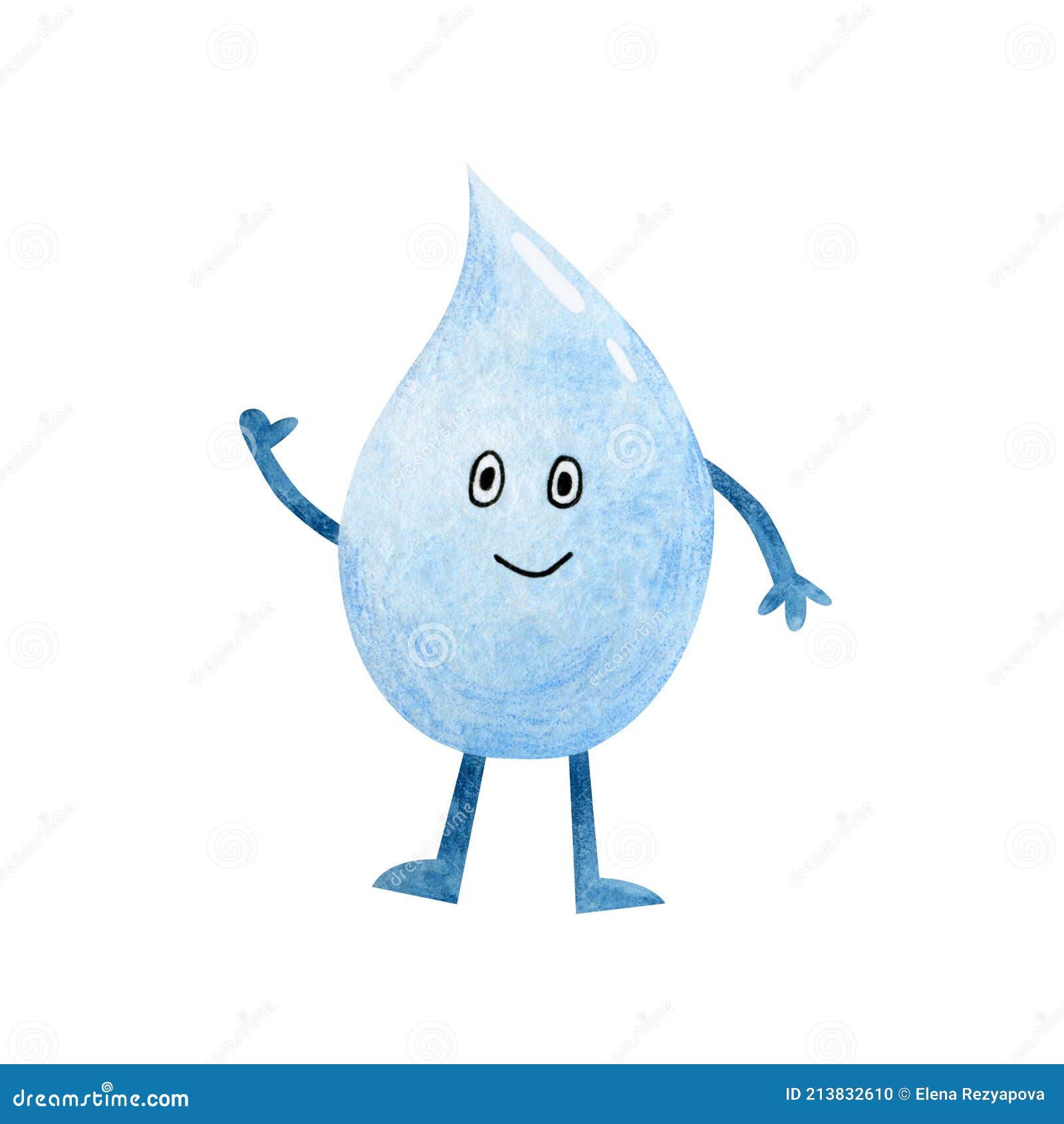 Watercolor Cute Smiling Water Drop. Stock Illustration - Illustration ...