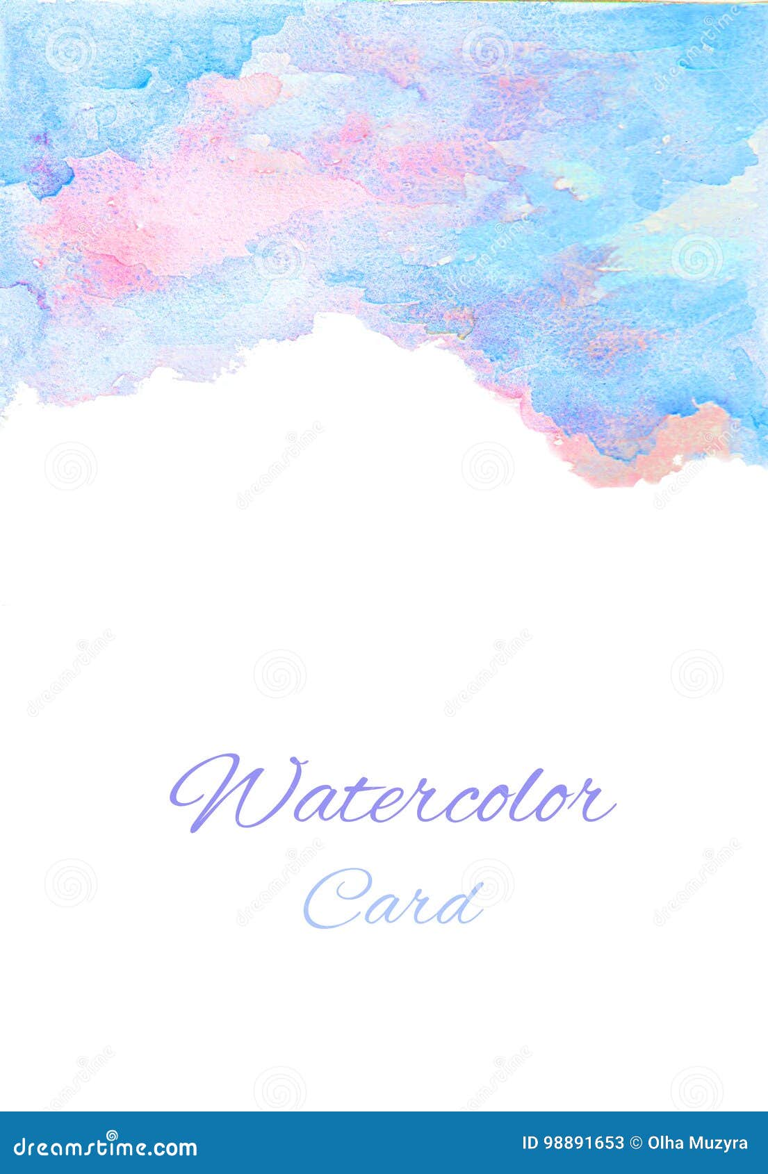 Watercolor Pink Blue Card with White Background Stock Illustration ...