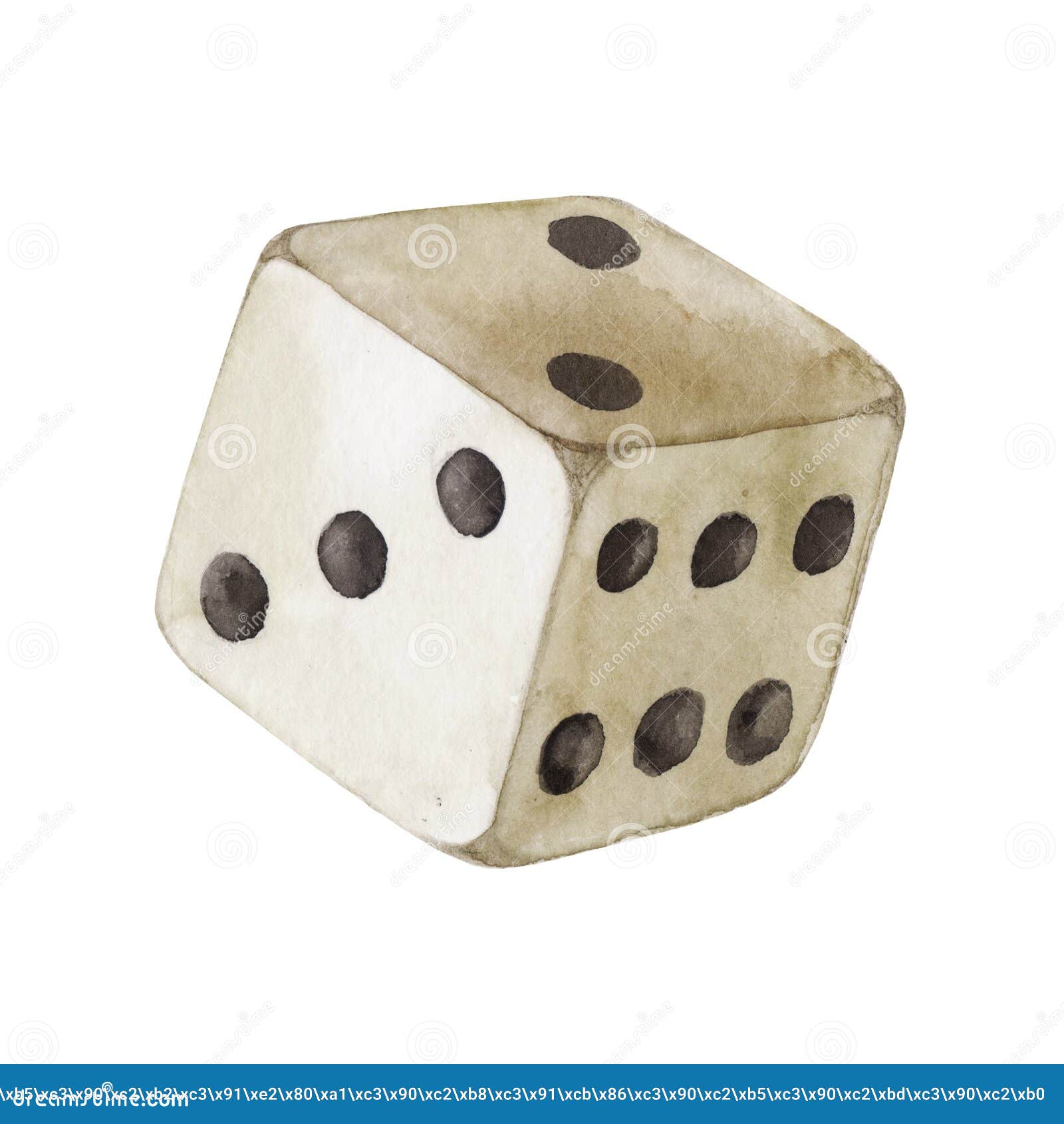 Watercolor Dice - Number Three Front Side Stock Illustration ...
