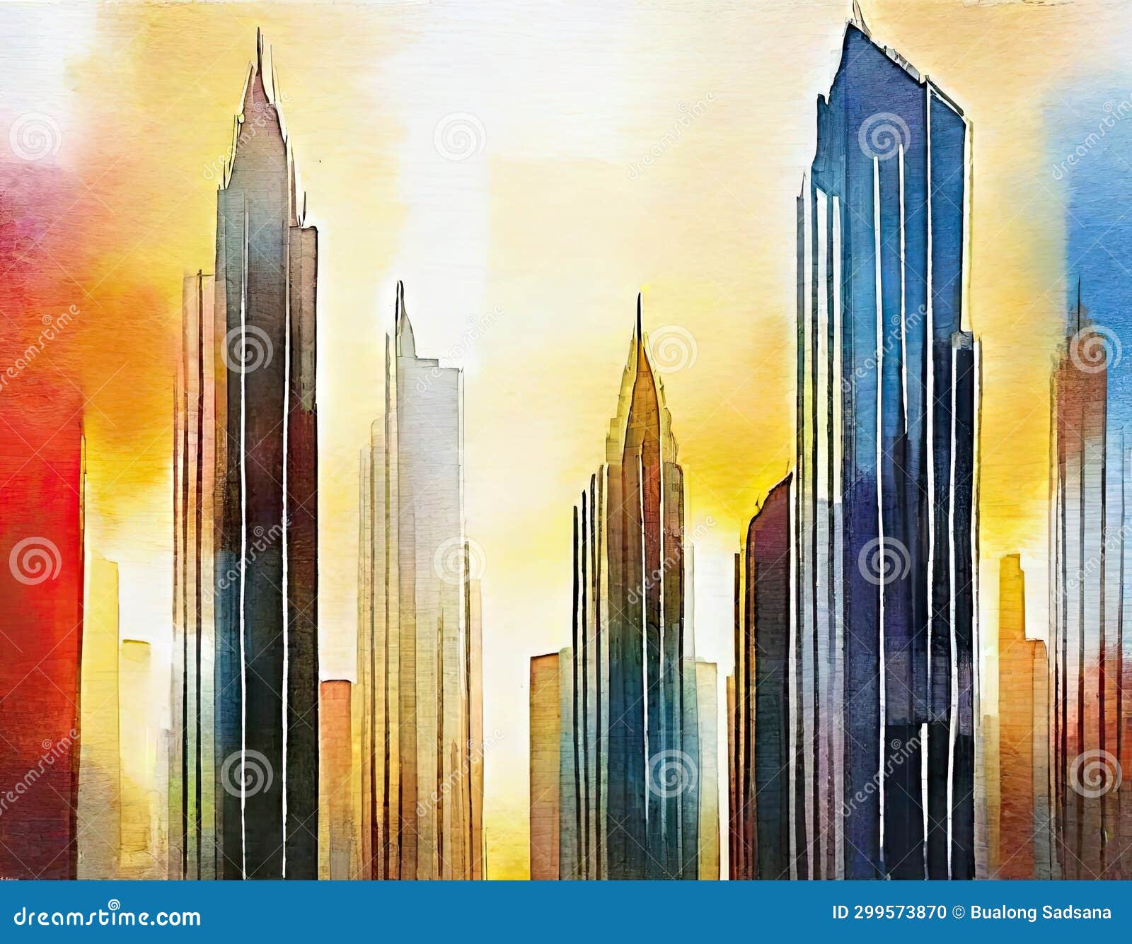 Watercolor of a Digital Artwork Capturing the Reflection on a Stock ...