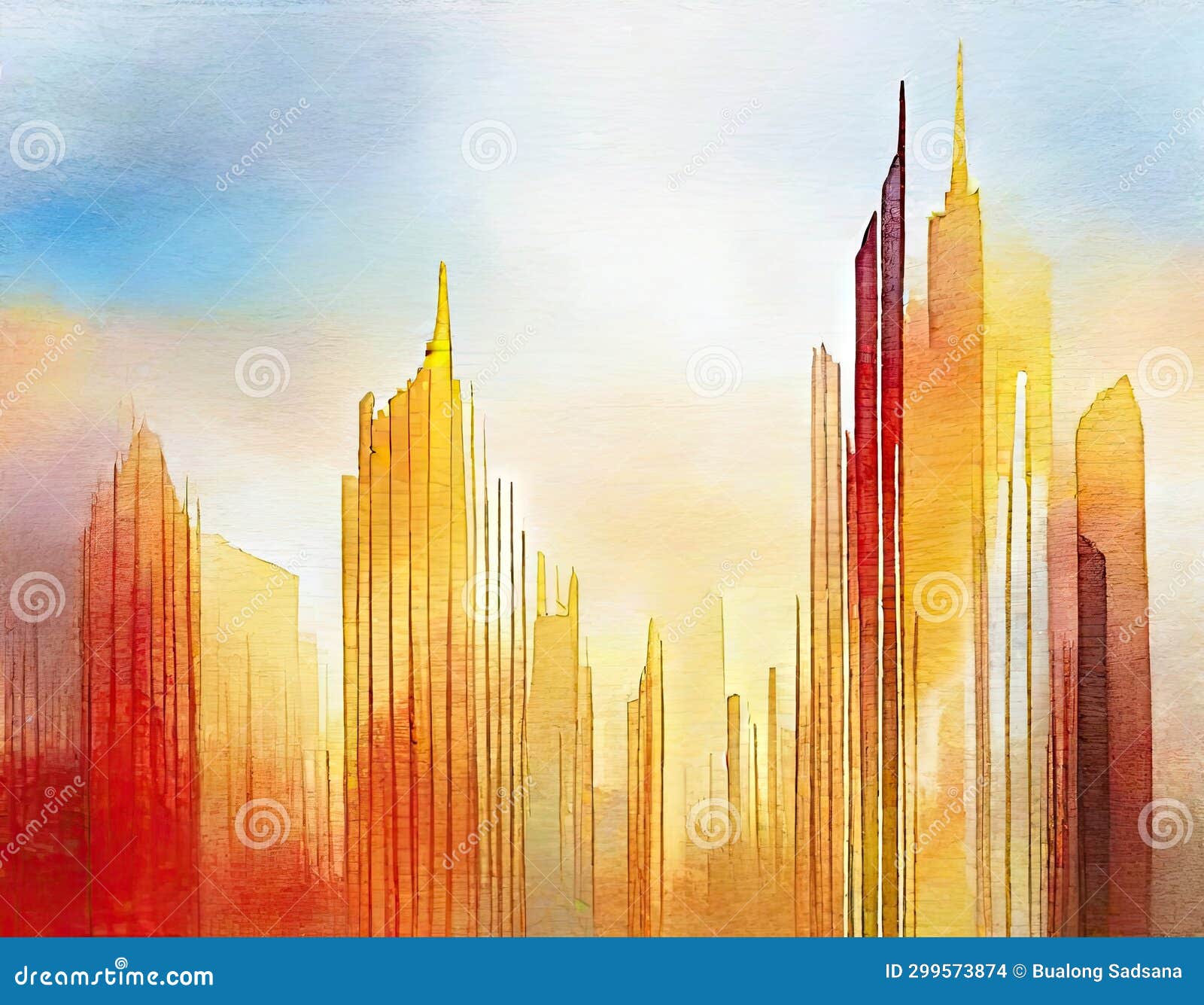 Watercolor of a Digital Artwork Capturing the Reflection on a Stock ...