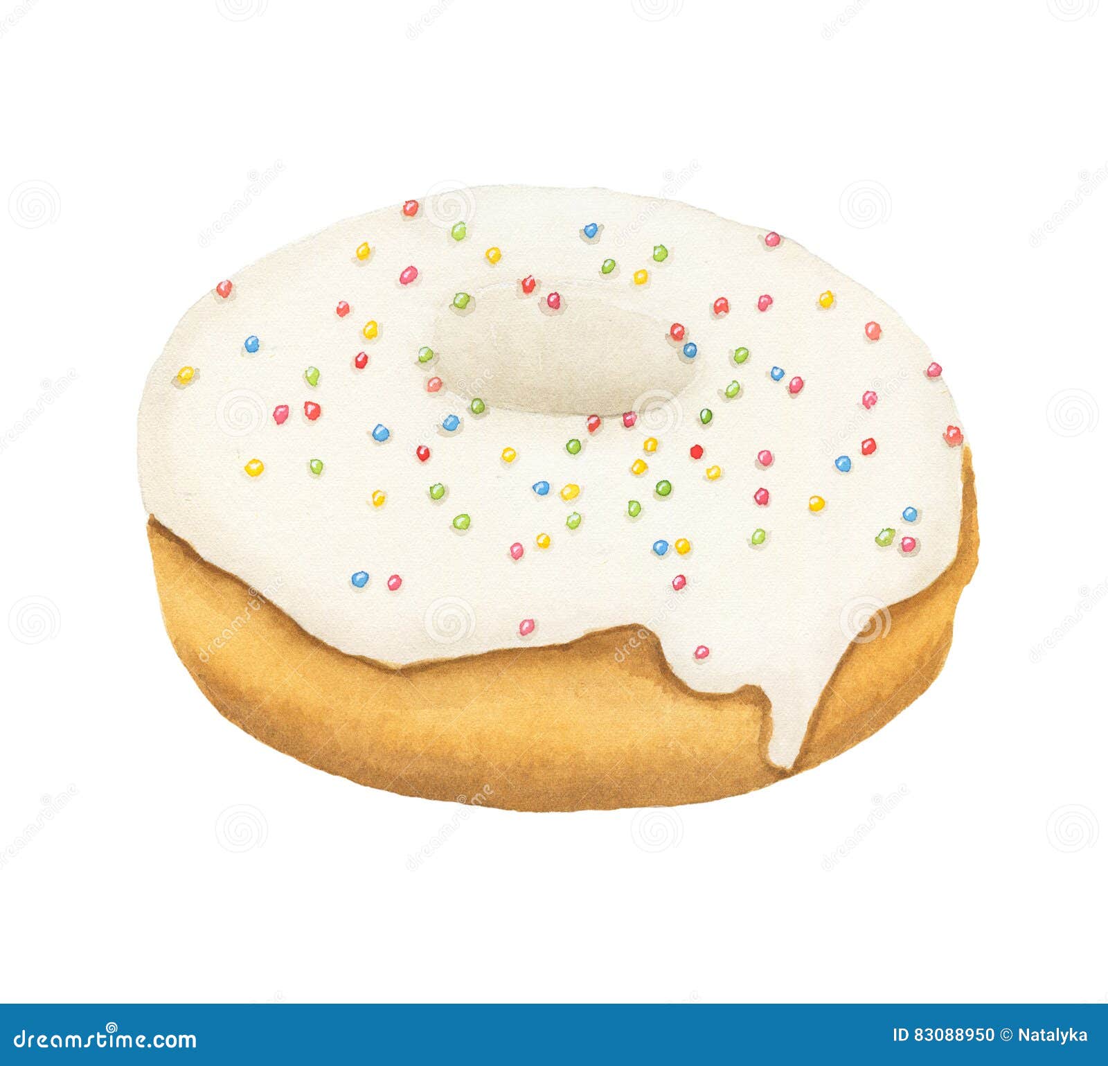 Watercolor Donut with White Frosting and Colorful Sprinkles Stock ... Watercolor Donut with White Frosting and Colorful Sprinkles Stock ...