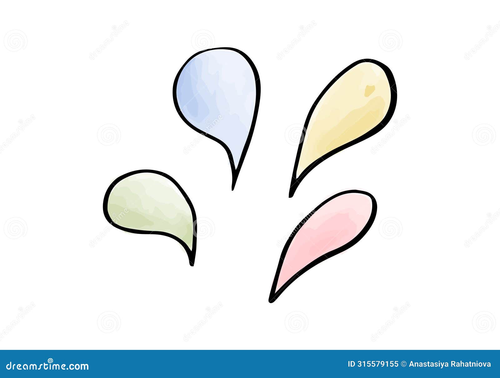 Watercolor Doodle Element. Colored Drops. Vector Illustration Stock ...