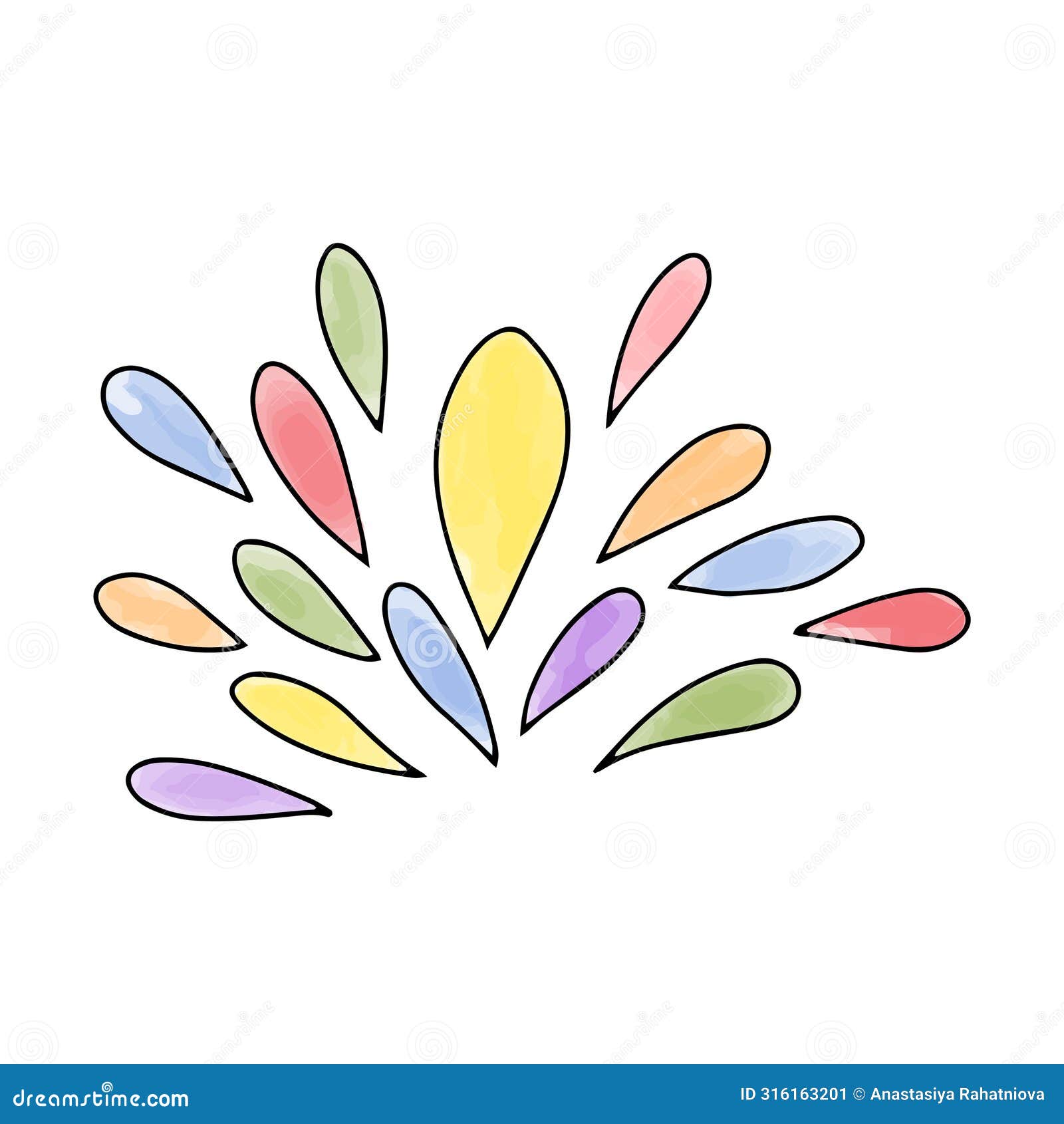 Watercolor Doodle Element. Colored Drops. Vector Illustration Stock ...
