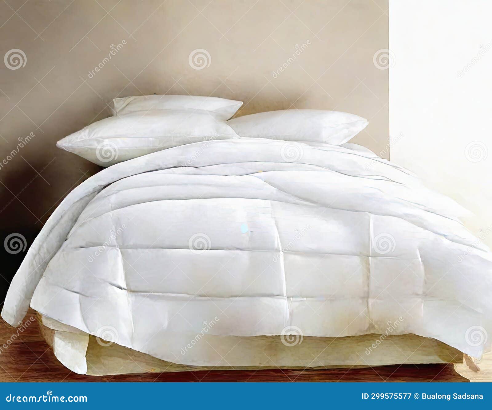 Watercolor of Down Comforter Folded Neatly on a Clean Surface Stock ...