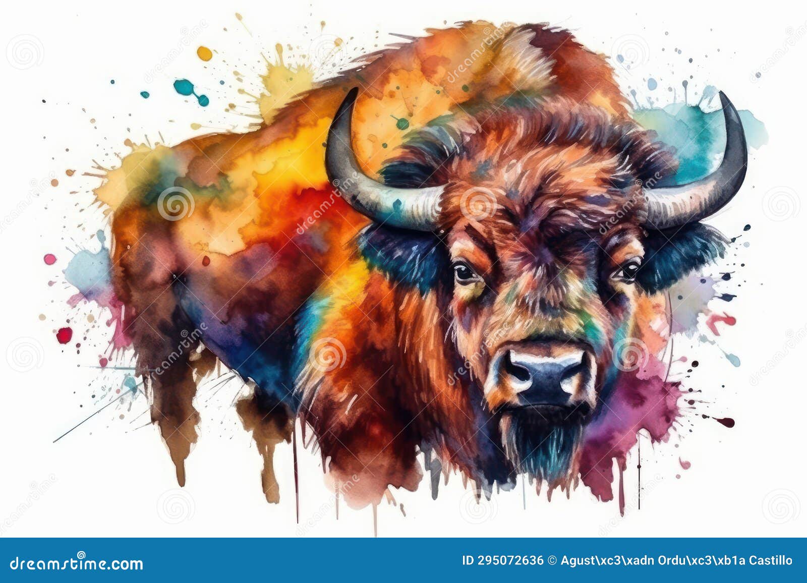 Watercolor Drawing of an American Bison. Stock Illustration ...