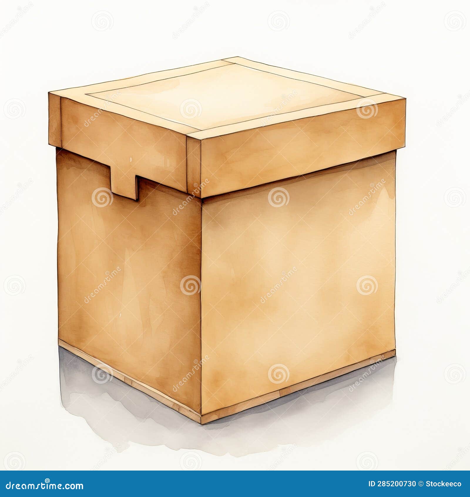 Watercolor Drawing of a Box on a Plain White Background Stock ...