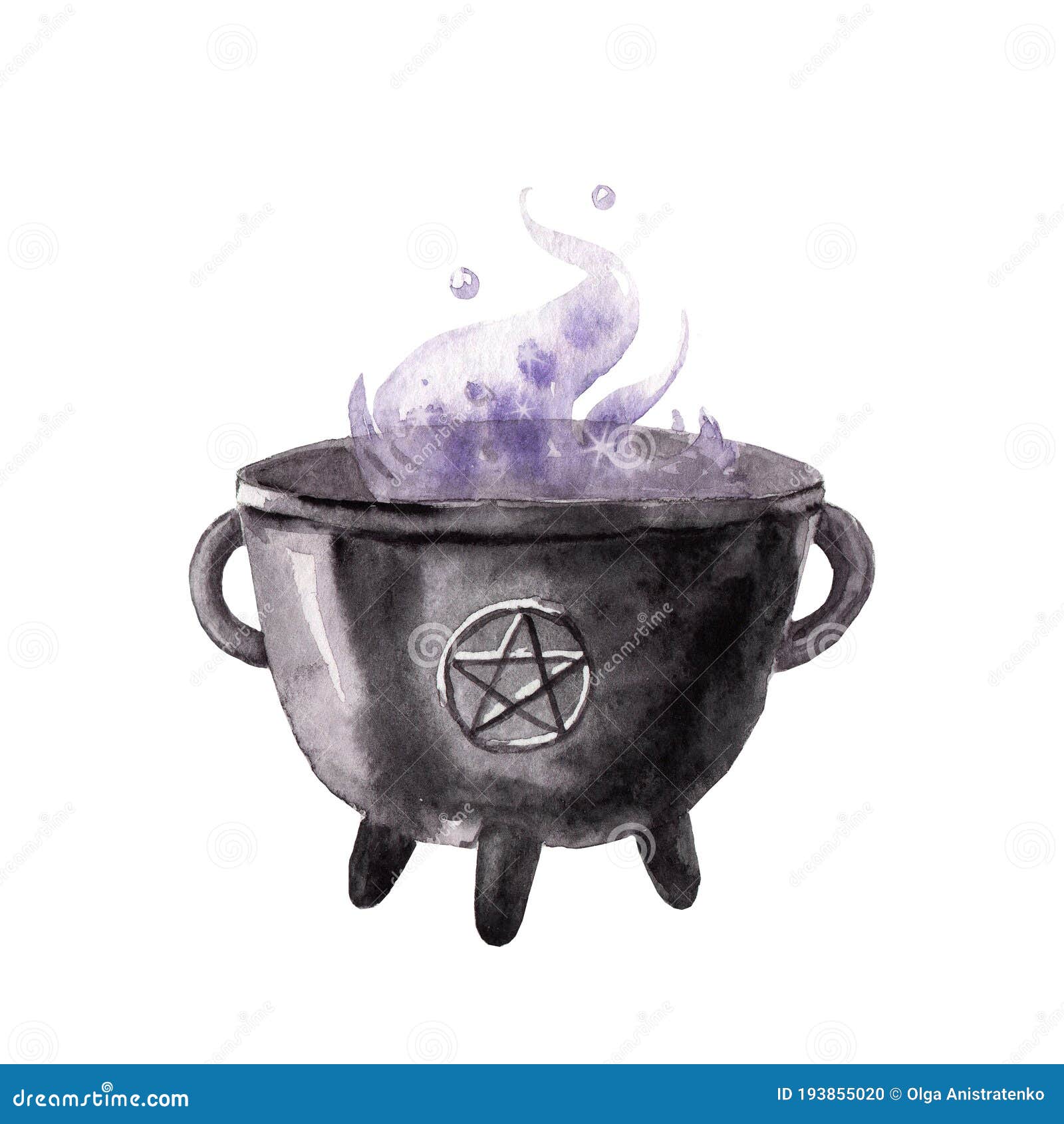 Watercolor Drawing - Cauldron with Magic Substance, Witchcraft Stock ...