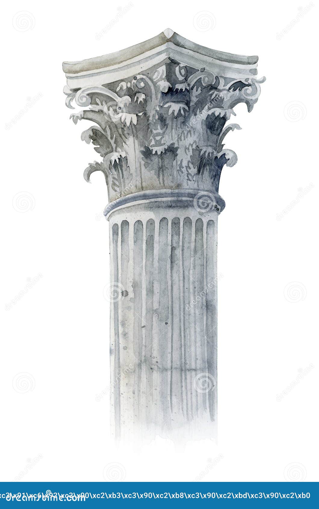 Watercolor Drawing of a Classical Column Stock Illustration ...