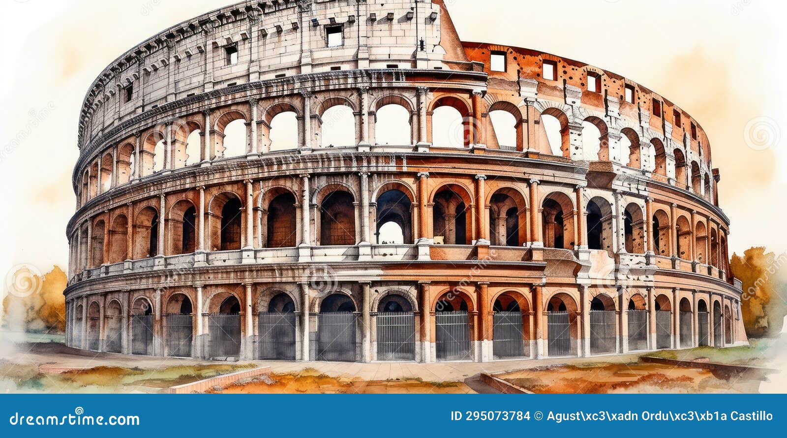 Watercolor Drawing of the Coliseum in Rome. Stock Illustration ...