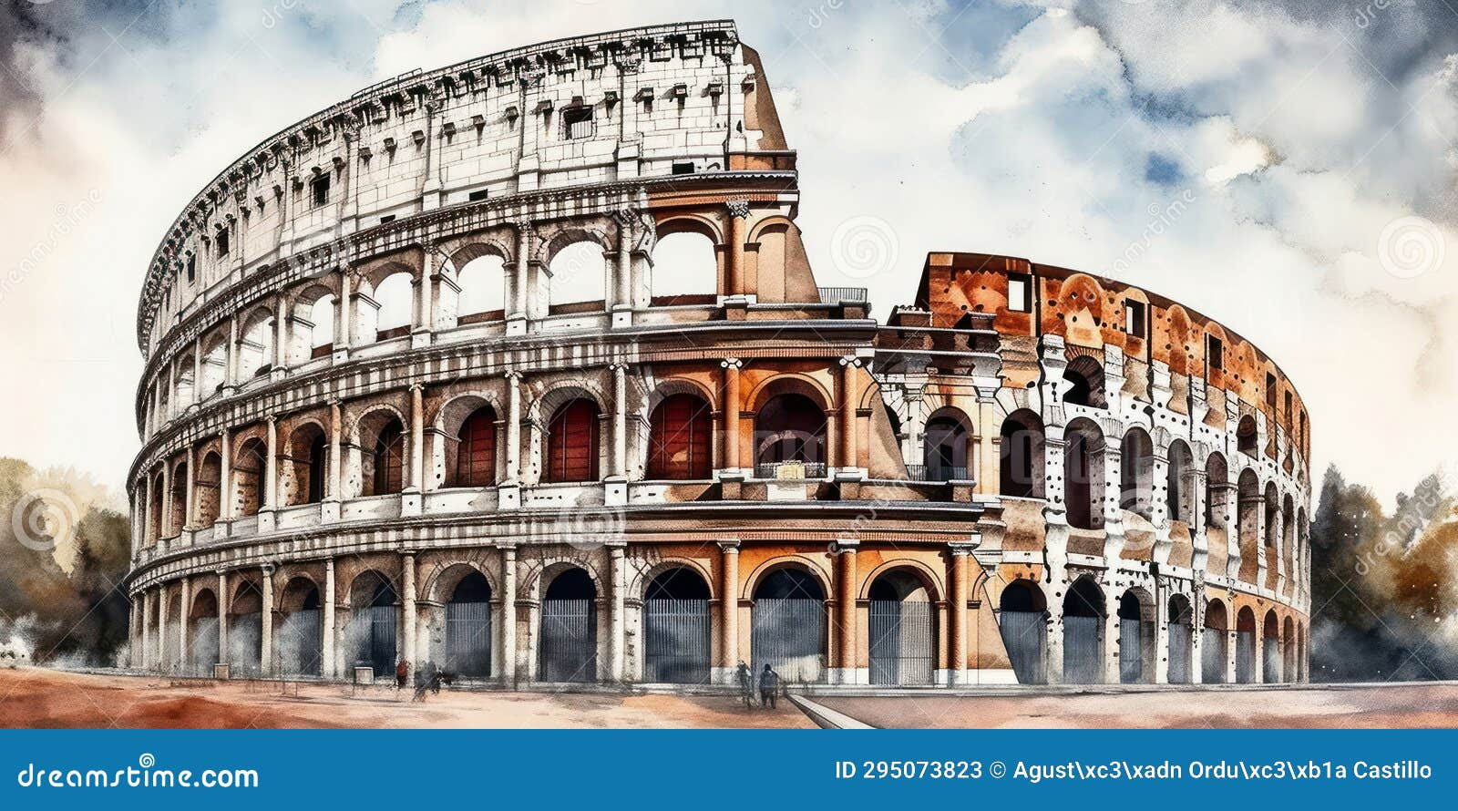 Watercolor Drawing of the Coliseum in Rome. Stock Illustration ...