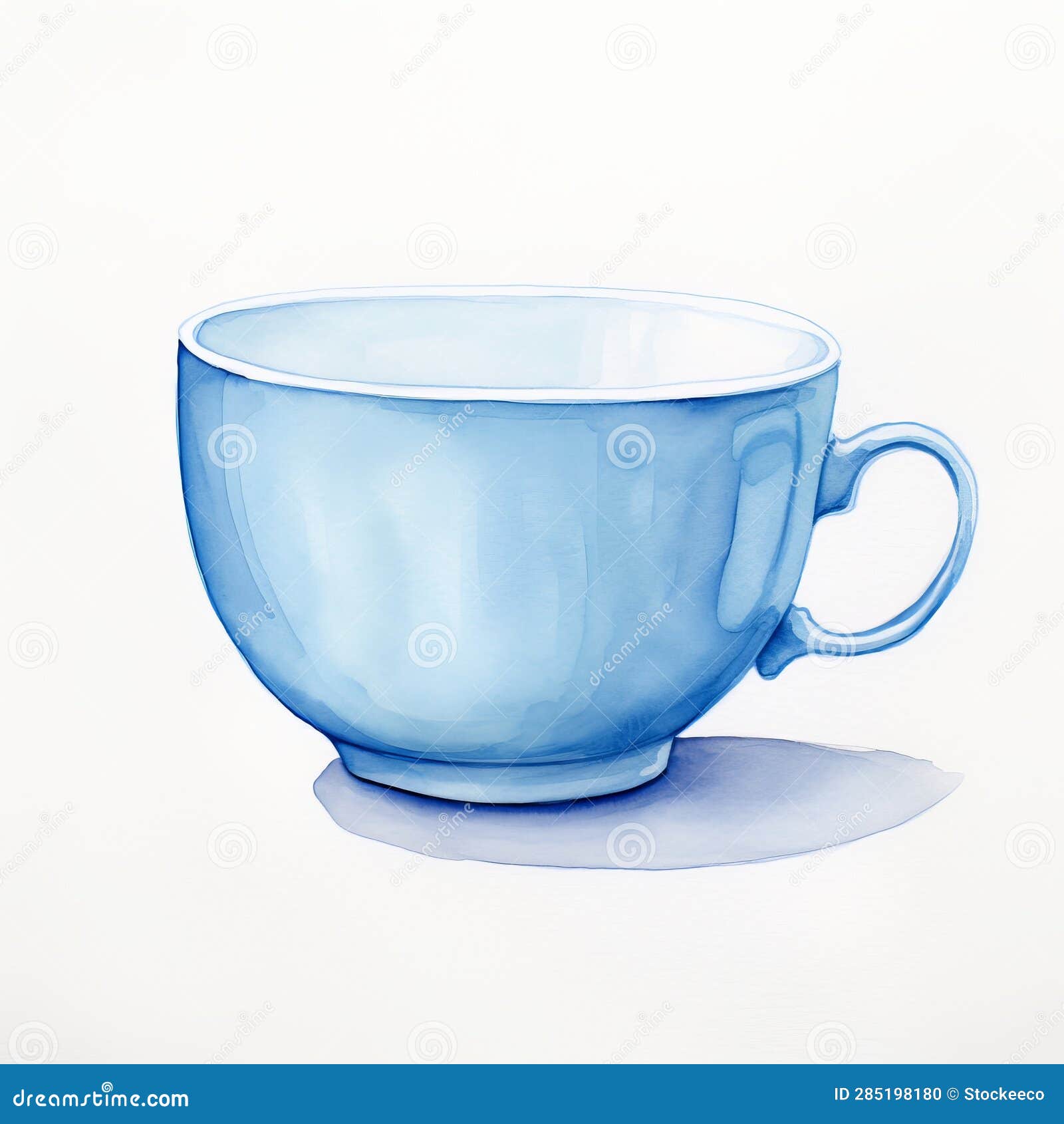 Watercolor Drawing of Cup on Plain White Background Stock Illustration ...