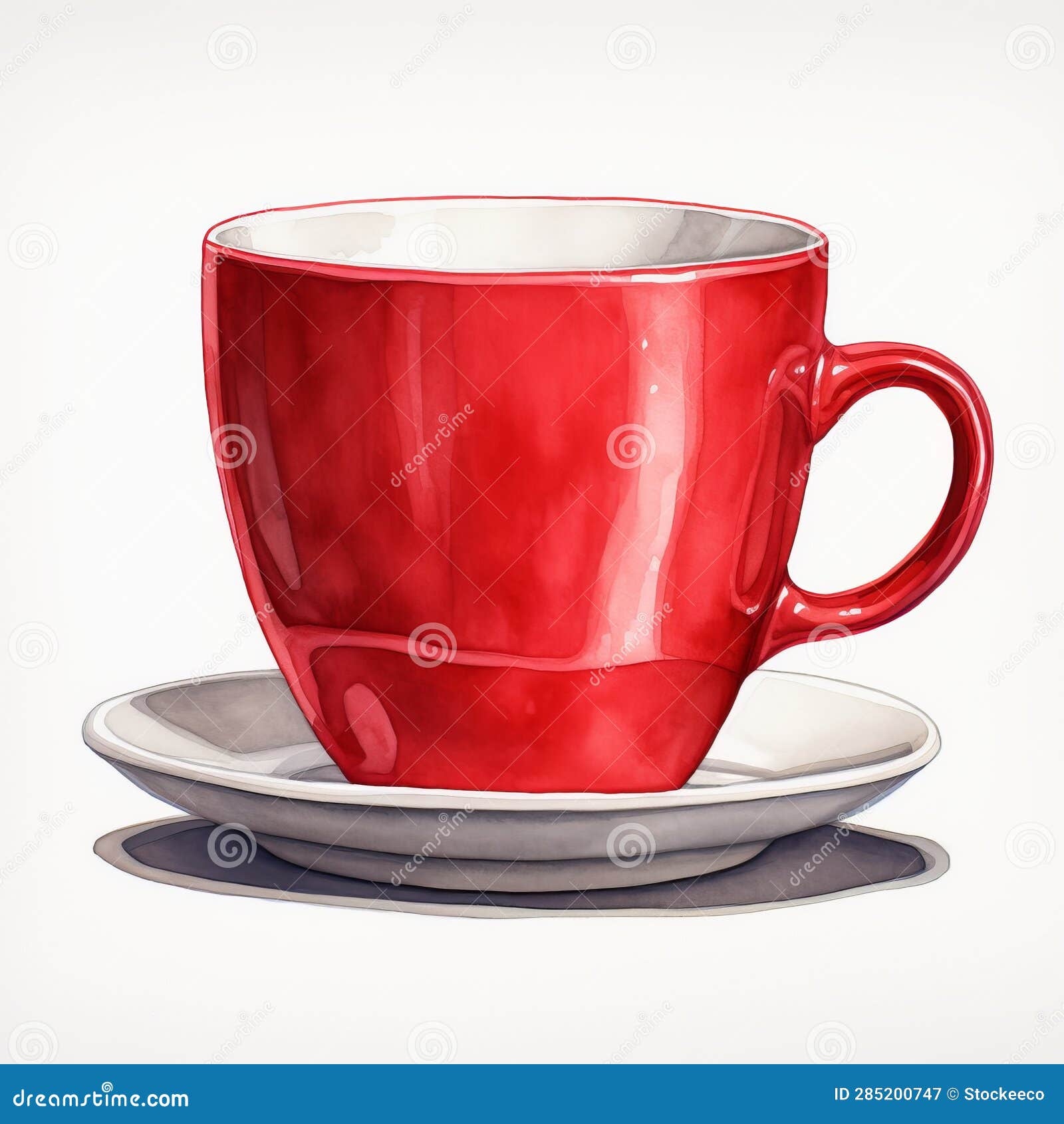 Watercolor Drawing of Cup on Plain White Background Stock Illustration ...