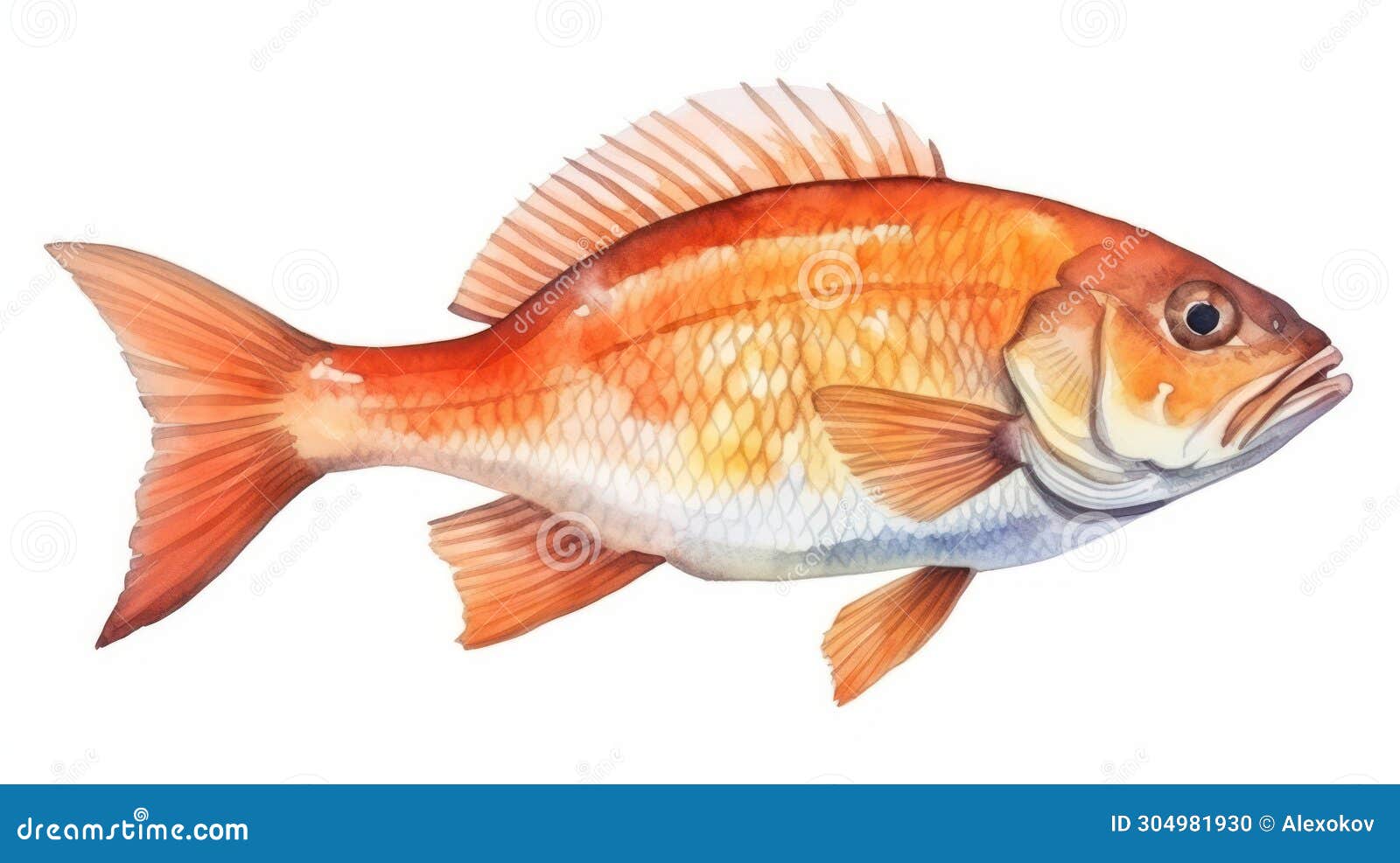 Watercolor Drawing of a Fish on a White Background, Vector Illustration ...