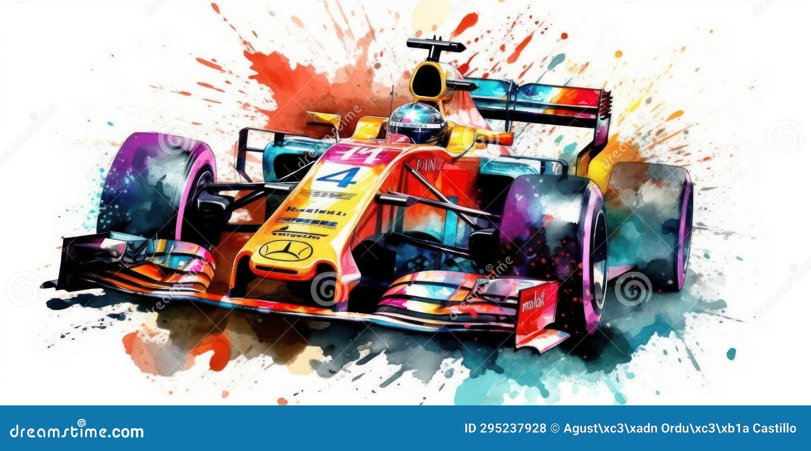 Watercolor Drawing of a Formula I Racing Car. Stock Photo - Image of ...