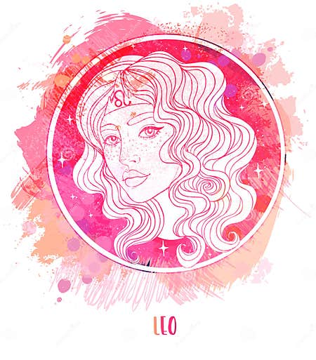 Watercolor Drawing Of Leo Astrological Sign As A Beautiful Girl Over
