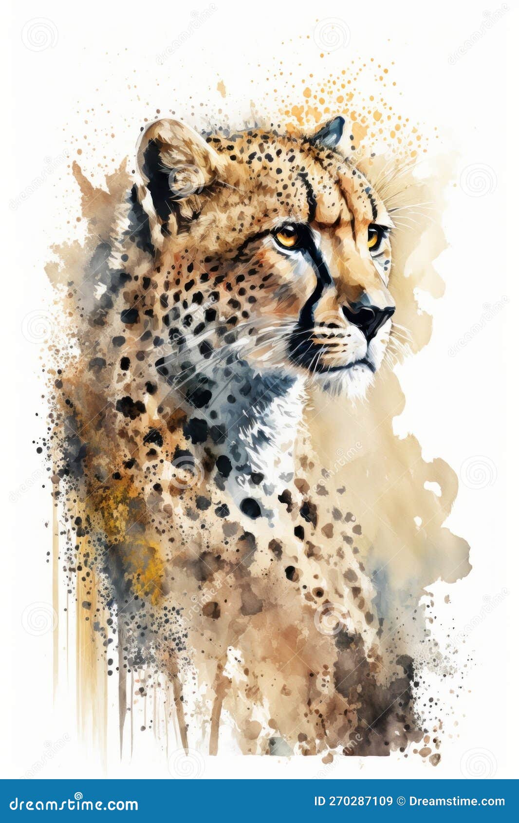 Watercolor Drawing of a Leopard. Created with Generative AI Technology ...