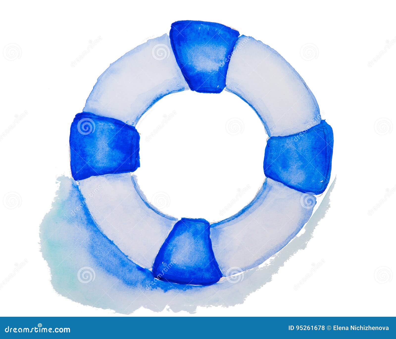 Watercolor Drawing of a Lifebuoy Stock Illustration - Illustration of ...