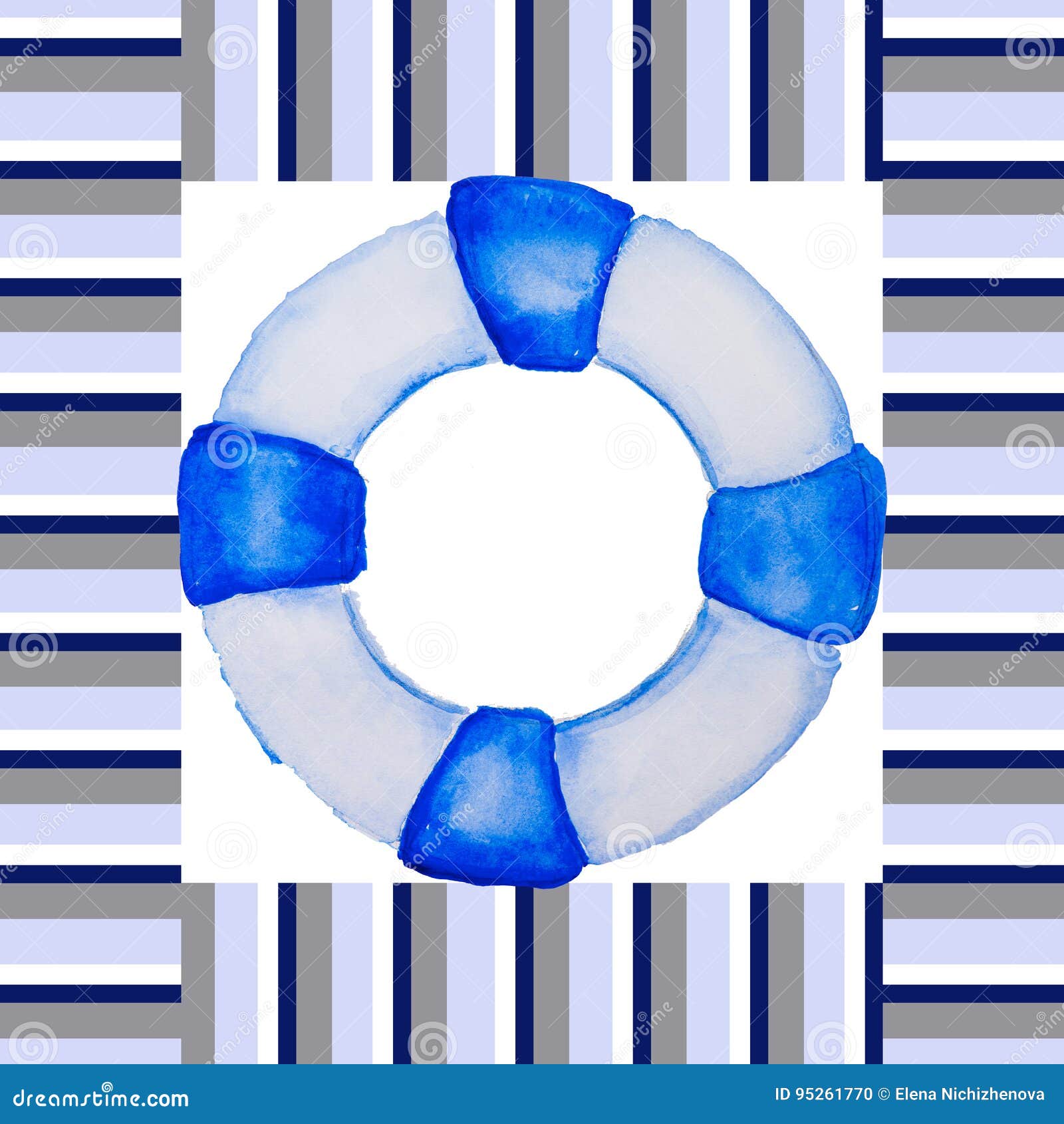 Watercolor Drawing of a Lifebuoy Stock Illustration - Illustration of ...