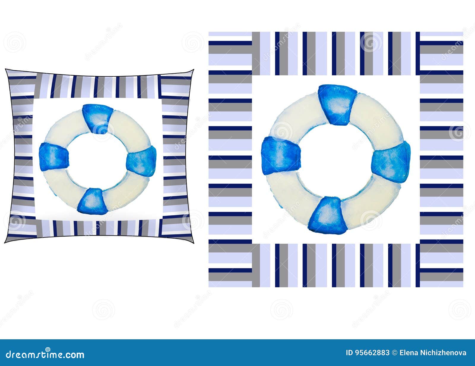 Watercolor Drawing of a Lifebuoy Stock Illustration - Illustration of ...