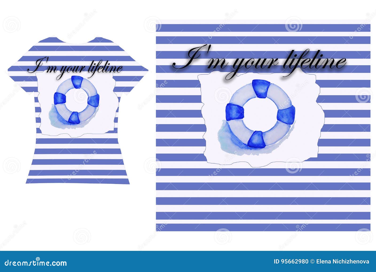 Watercolor Drawing of a Lifebuoy Stock Illustration - Illustration of ...