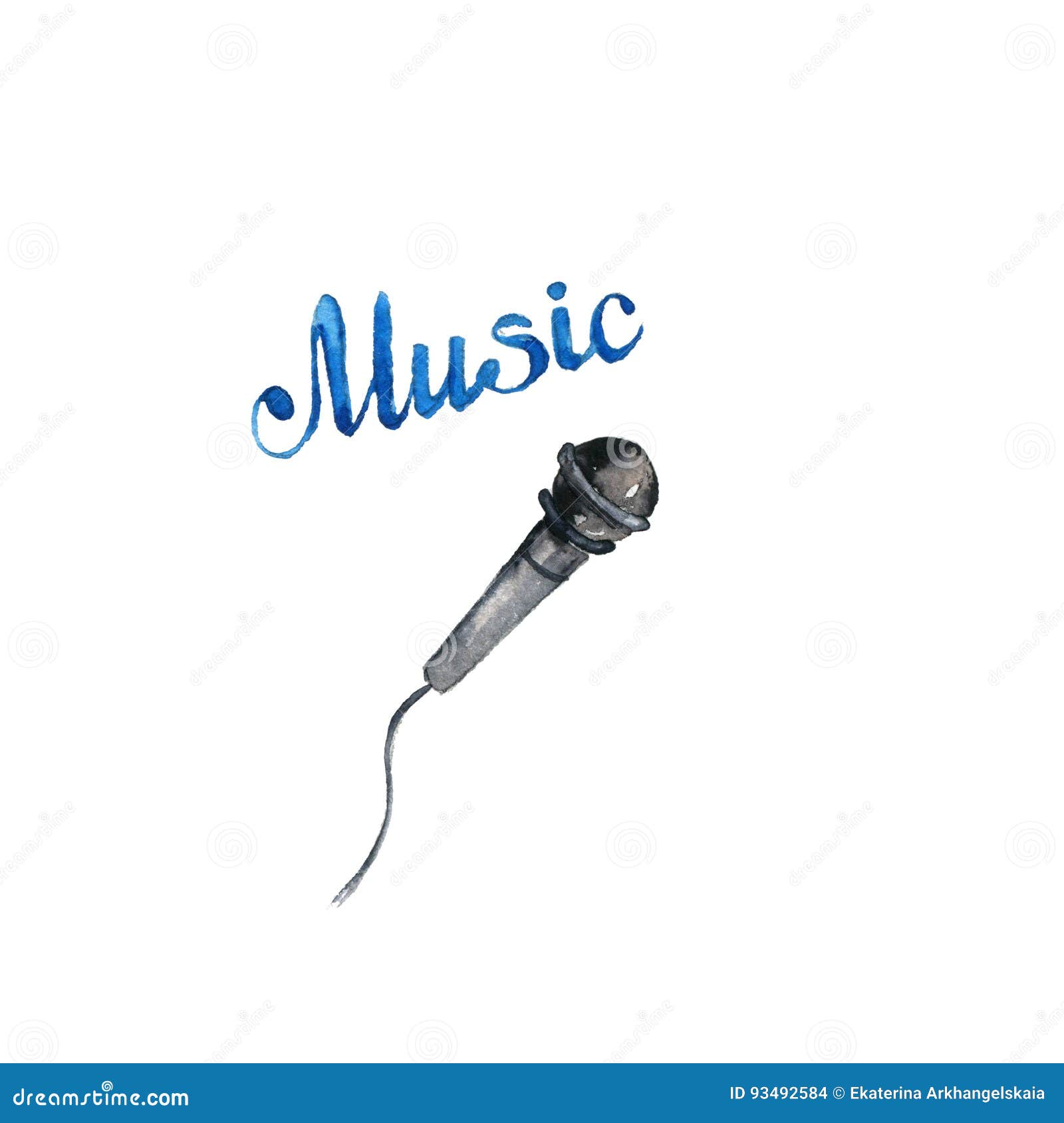Watercolor Drawing Microphone Stock Illustration - Illustration of ...