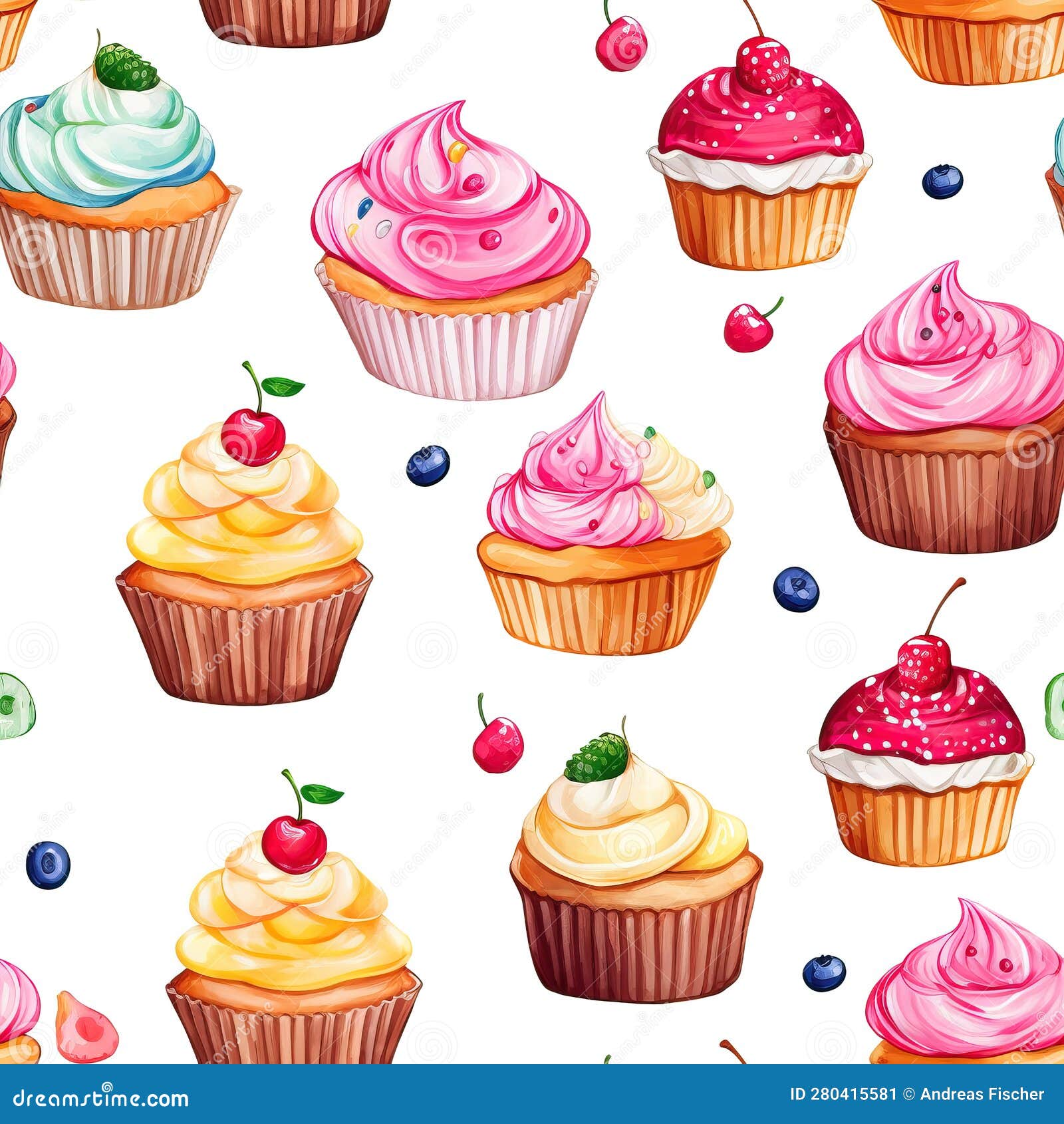 Watercolor Drawing of a Muffin on a White Background. Stock ...