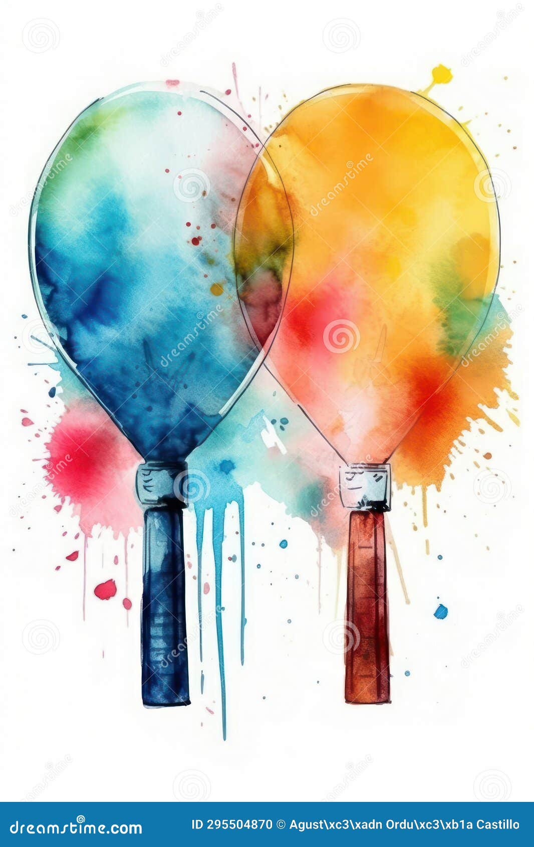Watercolor Drawing of a Padel Racket. Stock Photo - Image of icon ...