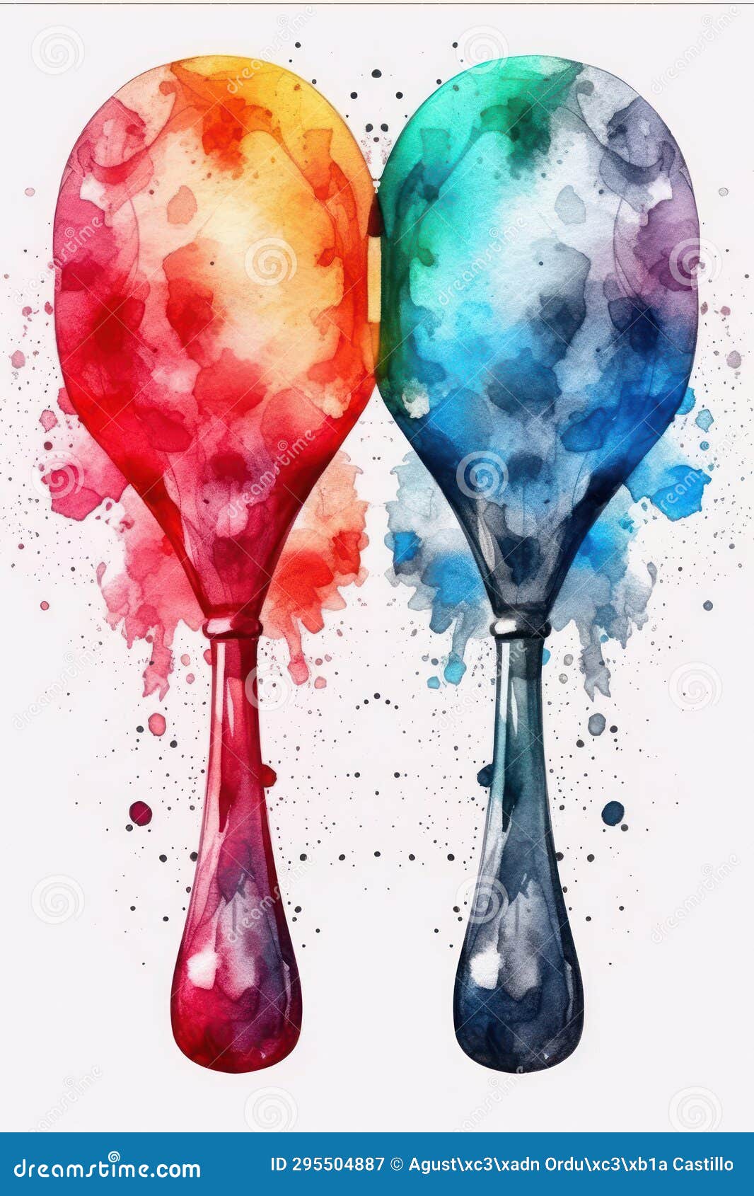 Watercolor Drawing of a Padel Racket. Stock Illustration - Illustration ...