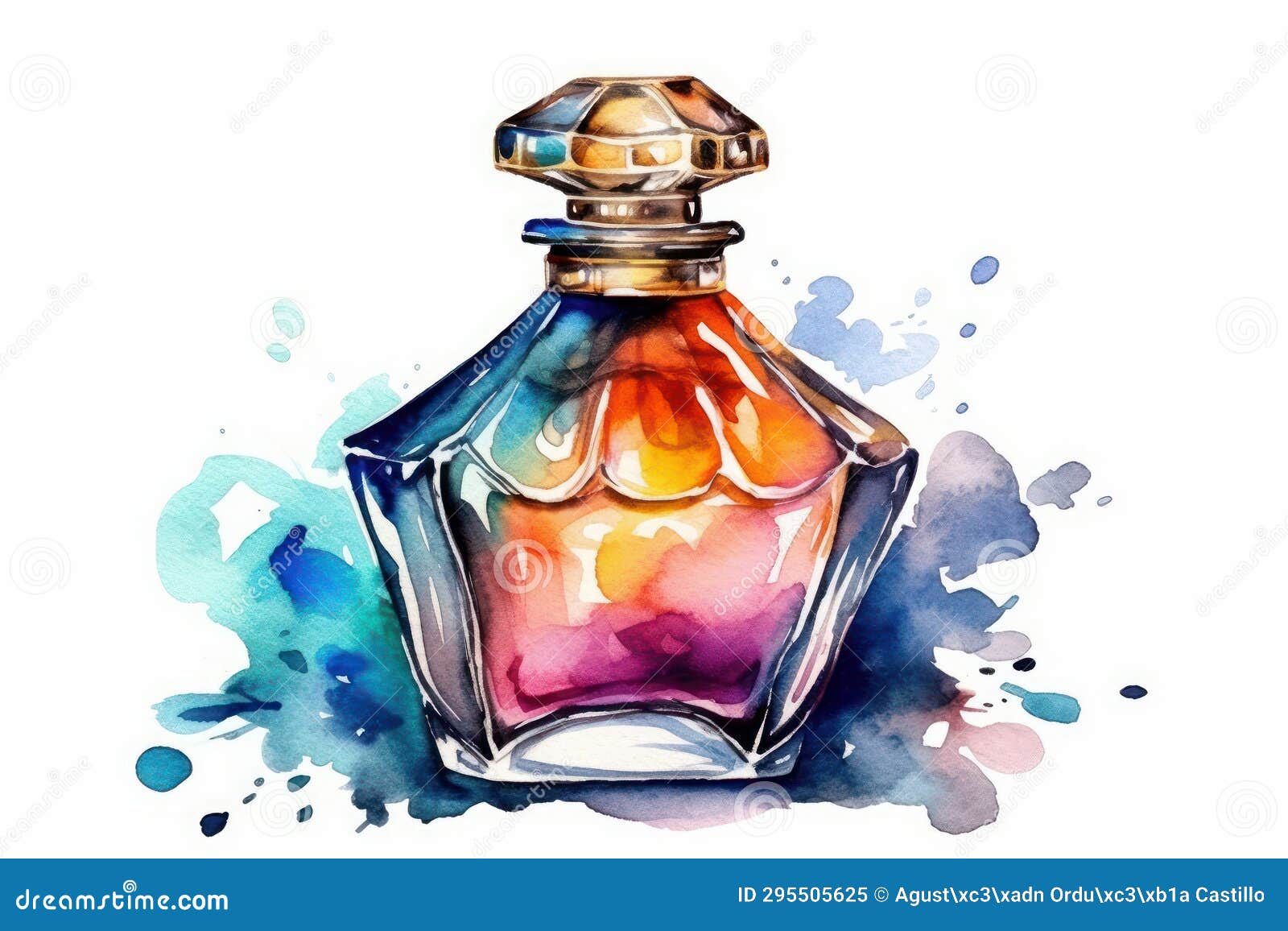 Watercolor Drawing Of A Perfume Bottle. Royalty-Free Stock Photo ...